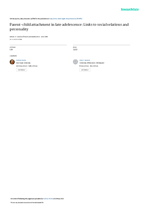 Institutionalisation - Rutter's Study and Others - SPECIFICATION ...