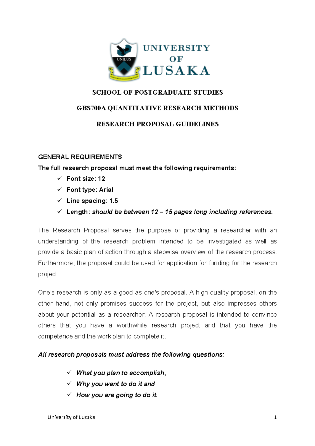 GBS700A Research Proposal Writing Guidelines for Postgraduate Studies - Studocu
