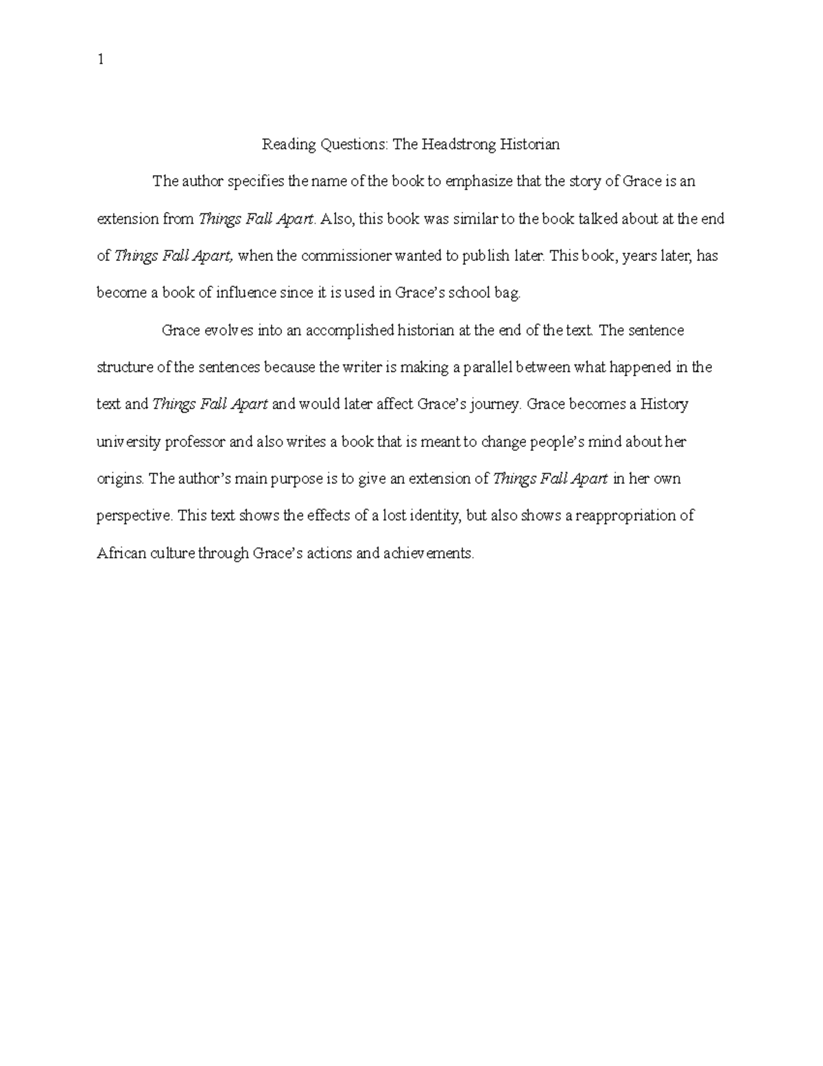 ENG 2 - Head Strong Historian - 1 Reading Questions: The Headstrong ...