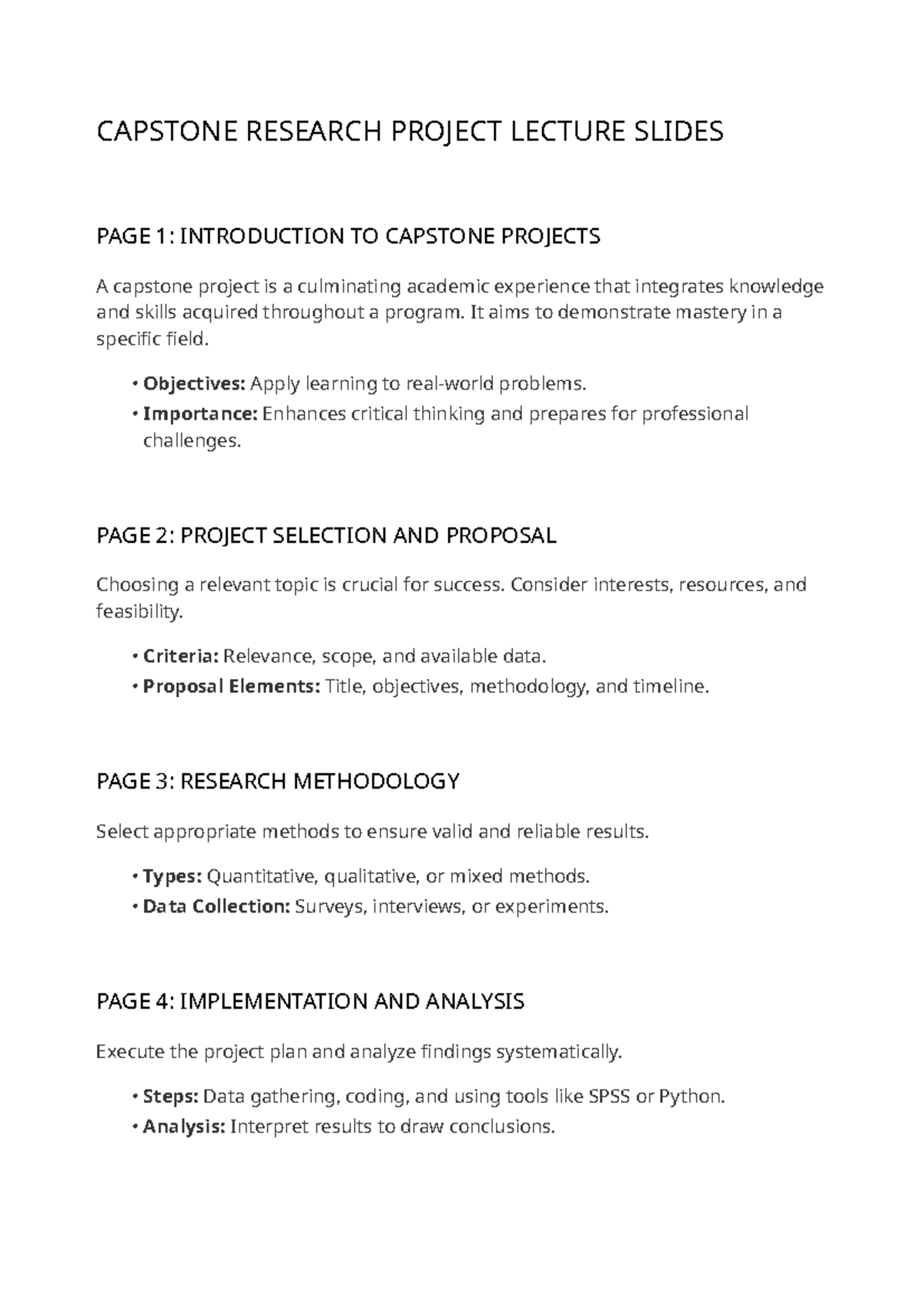 CAPSTONE RESEARCH PROJECT LECTURE SLIDES: INTRODUCTION & METHODOLOGY ...