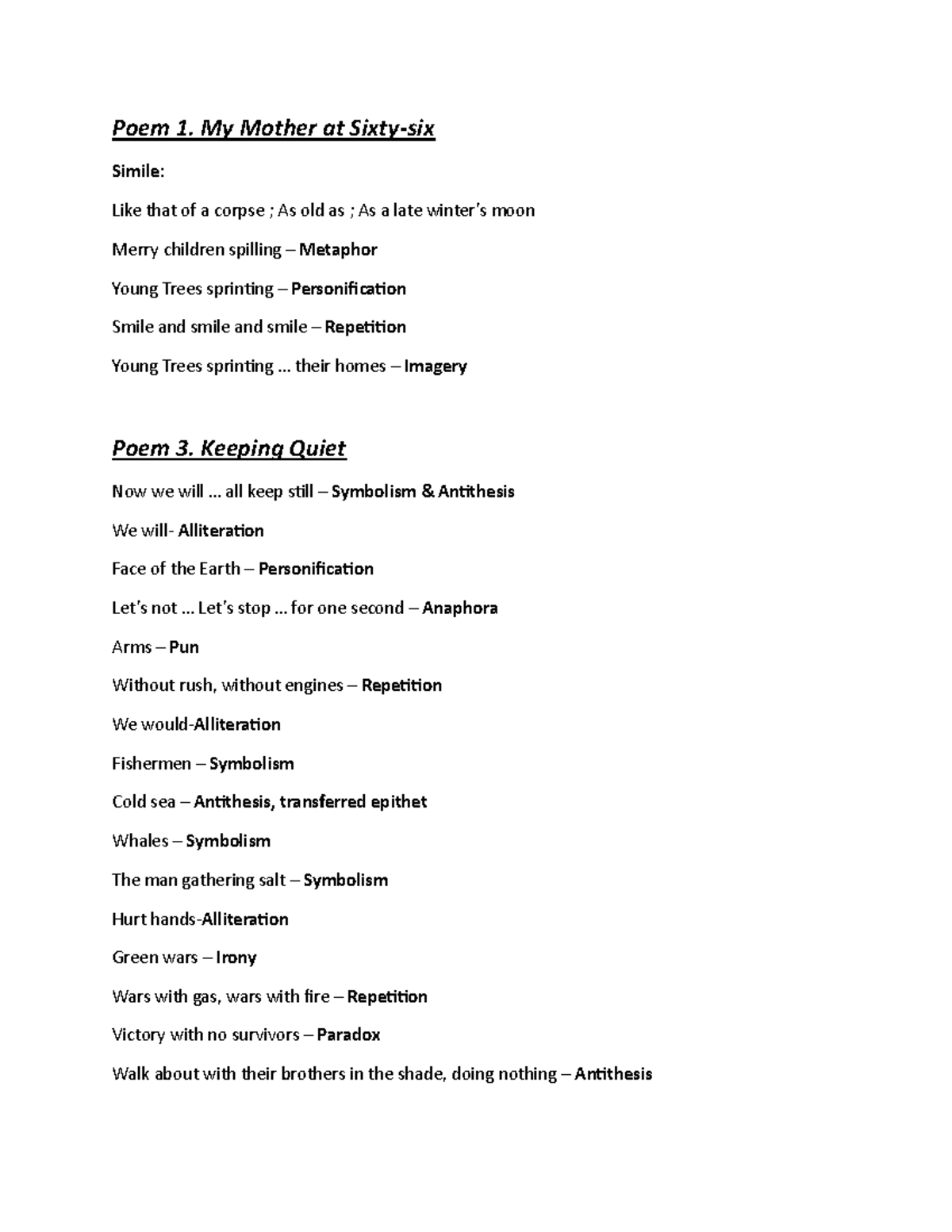 Poetic Devices Analysis for Gr12 - ABC - Studocu
