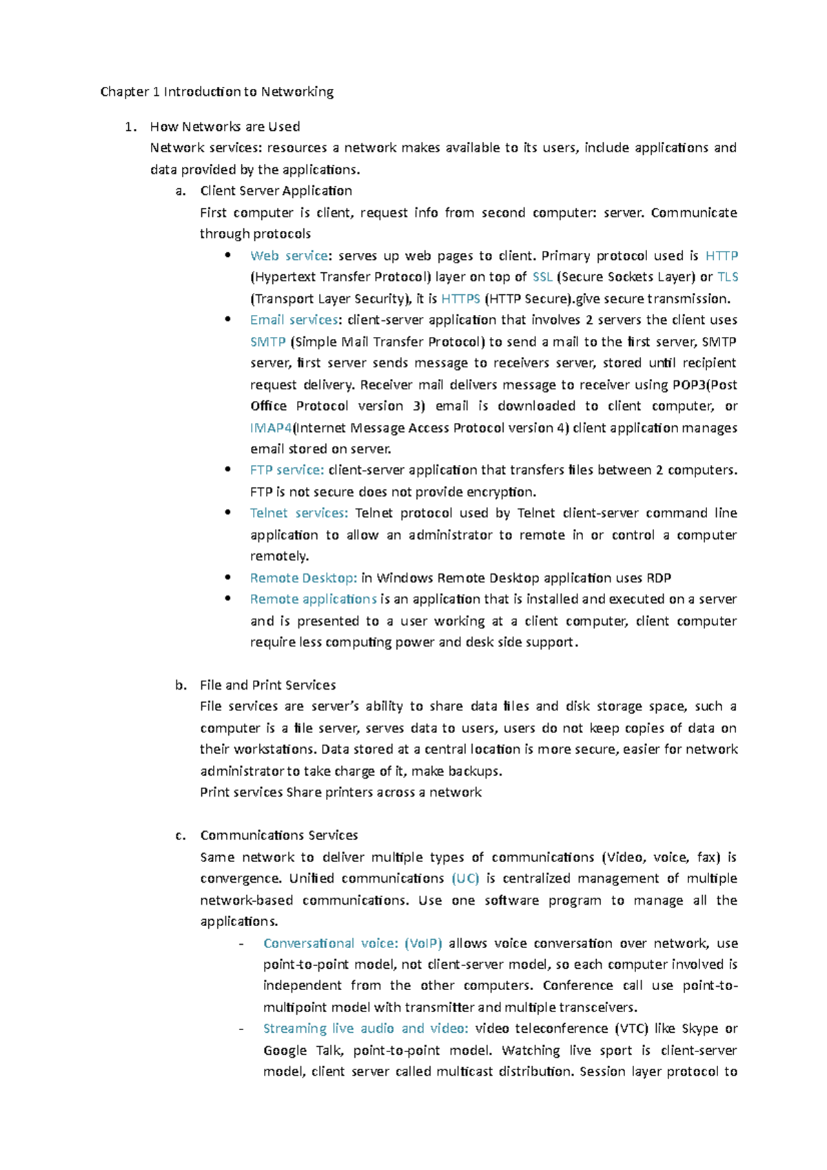 COS2626-notes - summary notes - Chapter 1 Introduction to Networking 1 ...