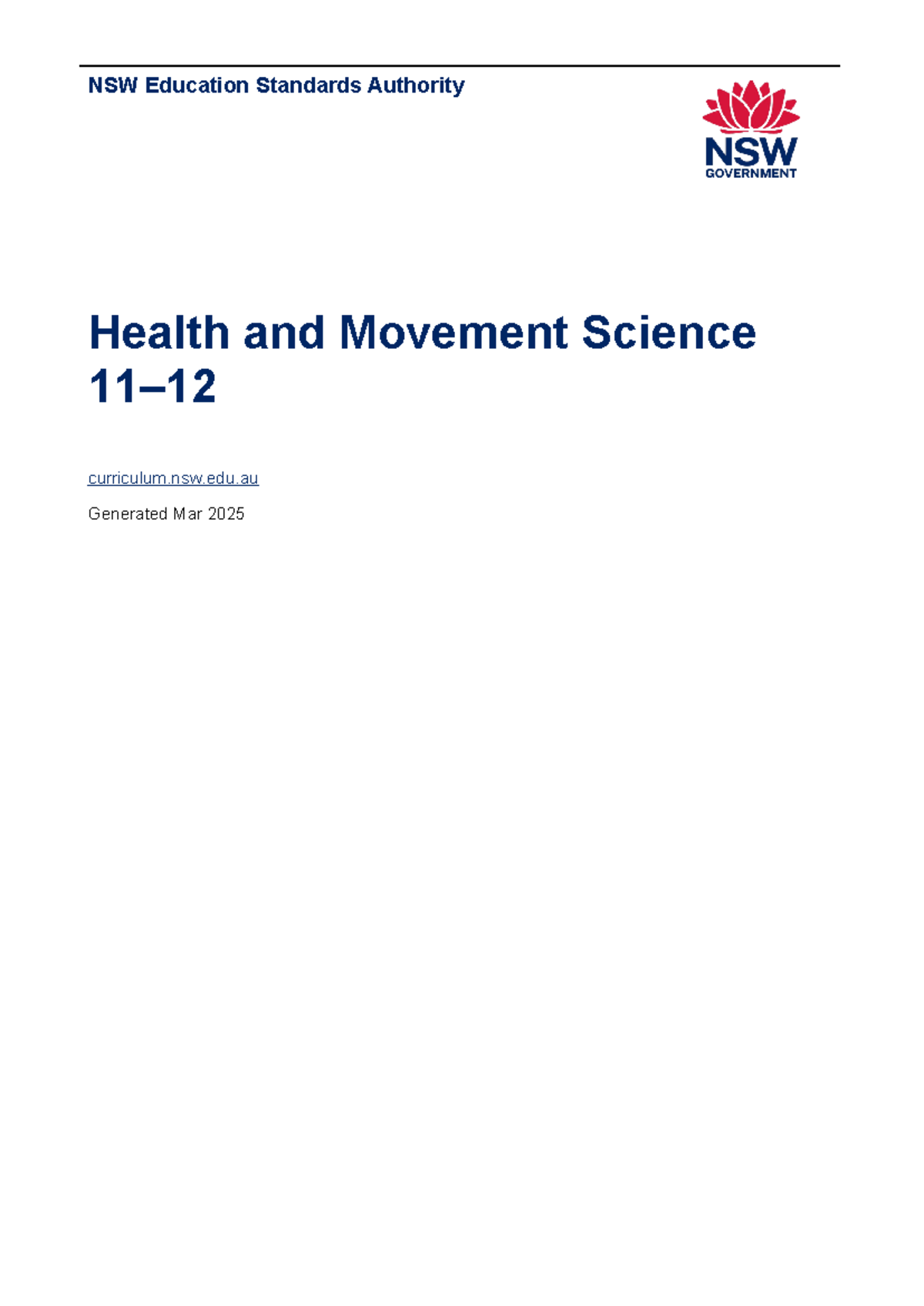 Health & Movement Science 11-12: Curriculum Overview & Key Outcomes ...