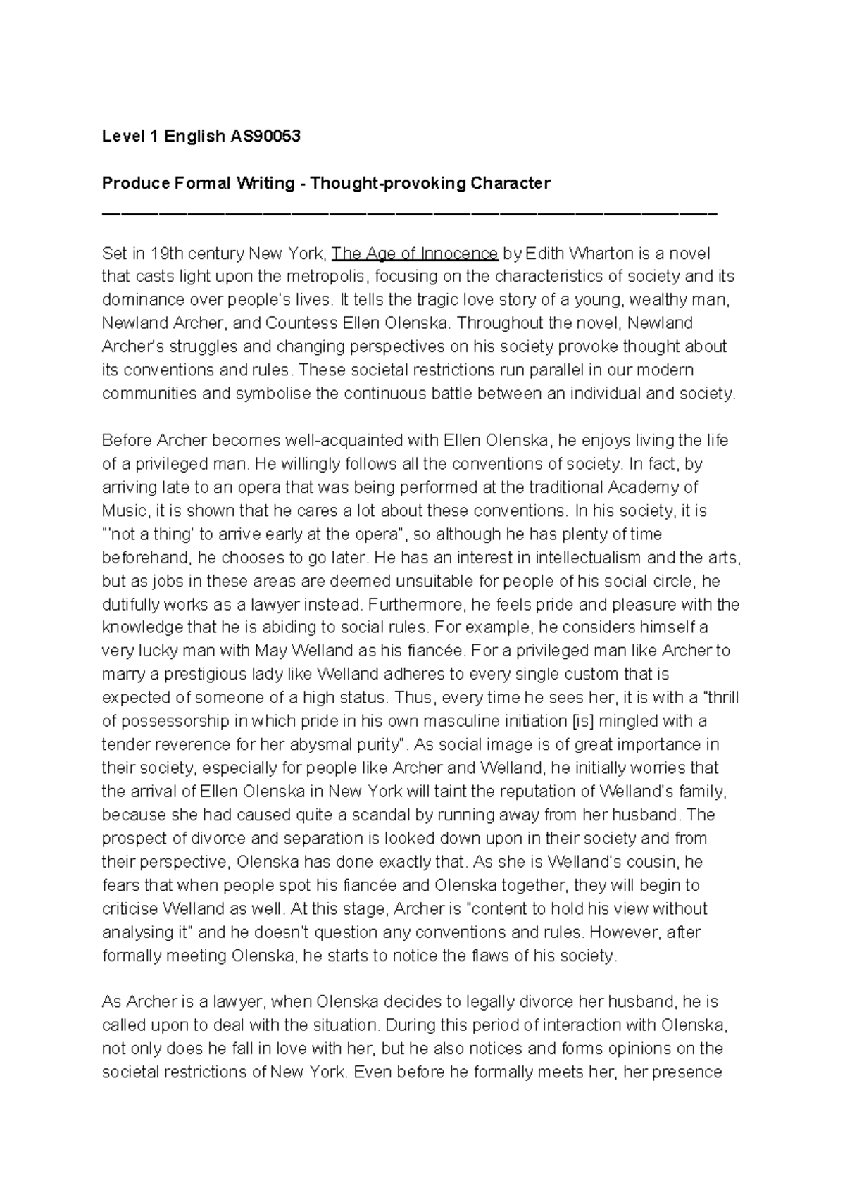 NCEA Level 1 English AS90053 - Level 1 English AS Produce Formal ...