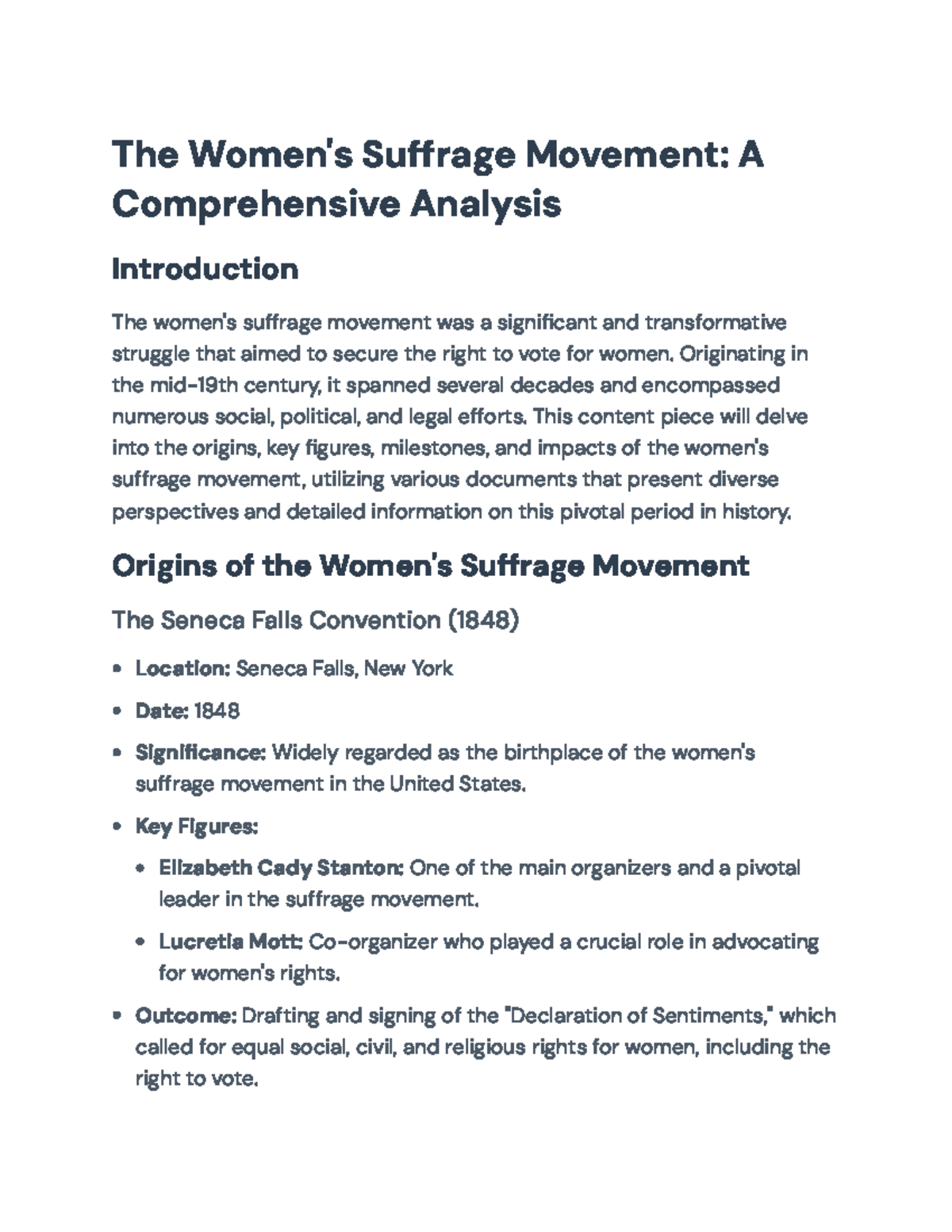 HIST 202: Women's Suffrage Movement - Key Events & Impact Overview ...
