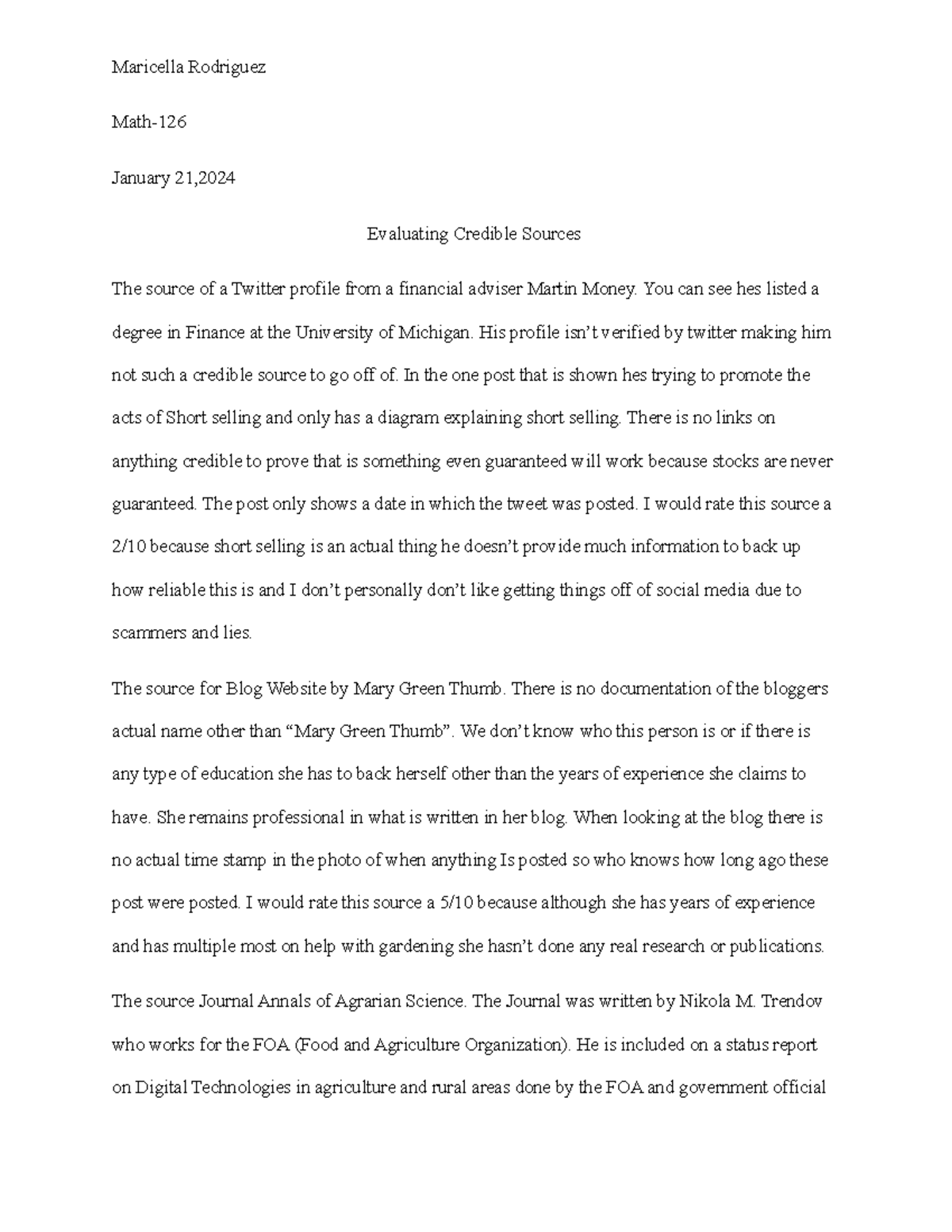 MAT 126 Module Two Journal: Assessing Source Credibility - Studocu