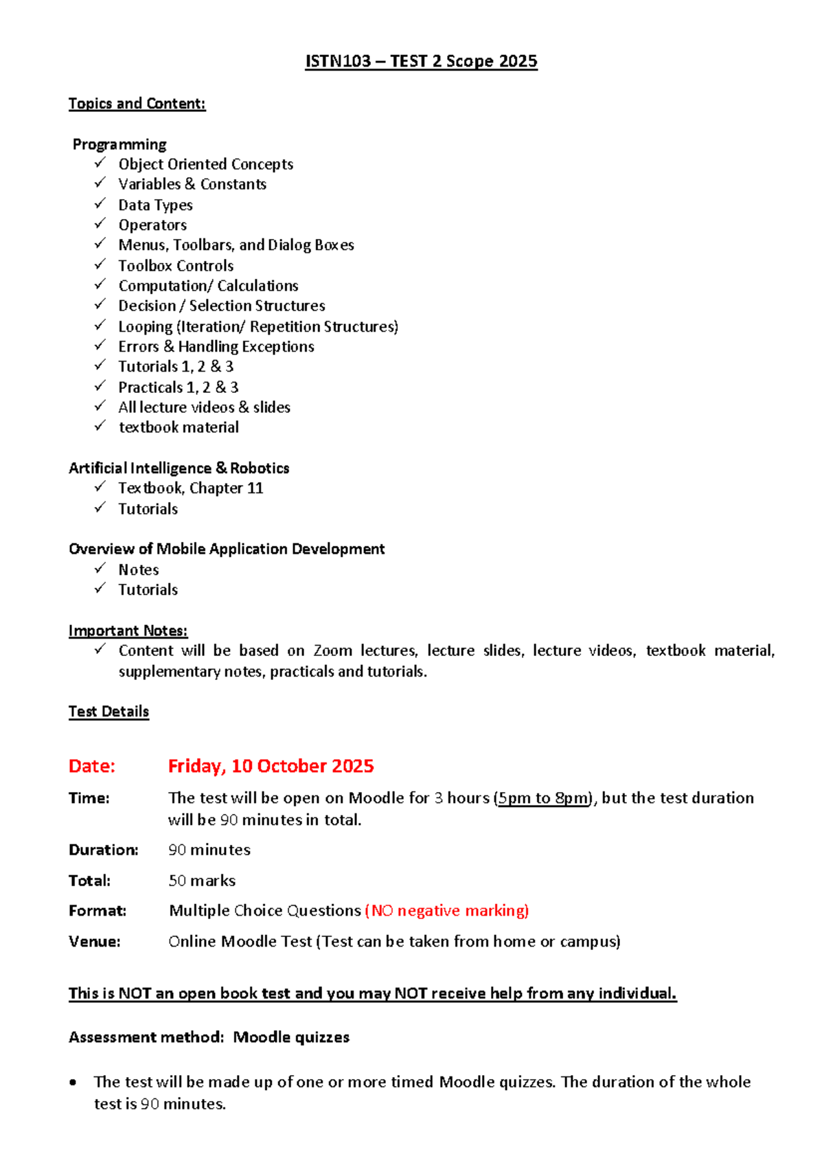 ISTN103 - Test 2 Scope: Key Topics & Content Overview - Studocu