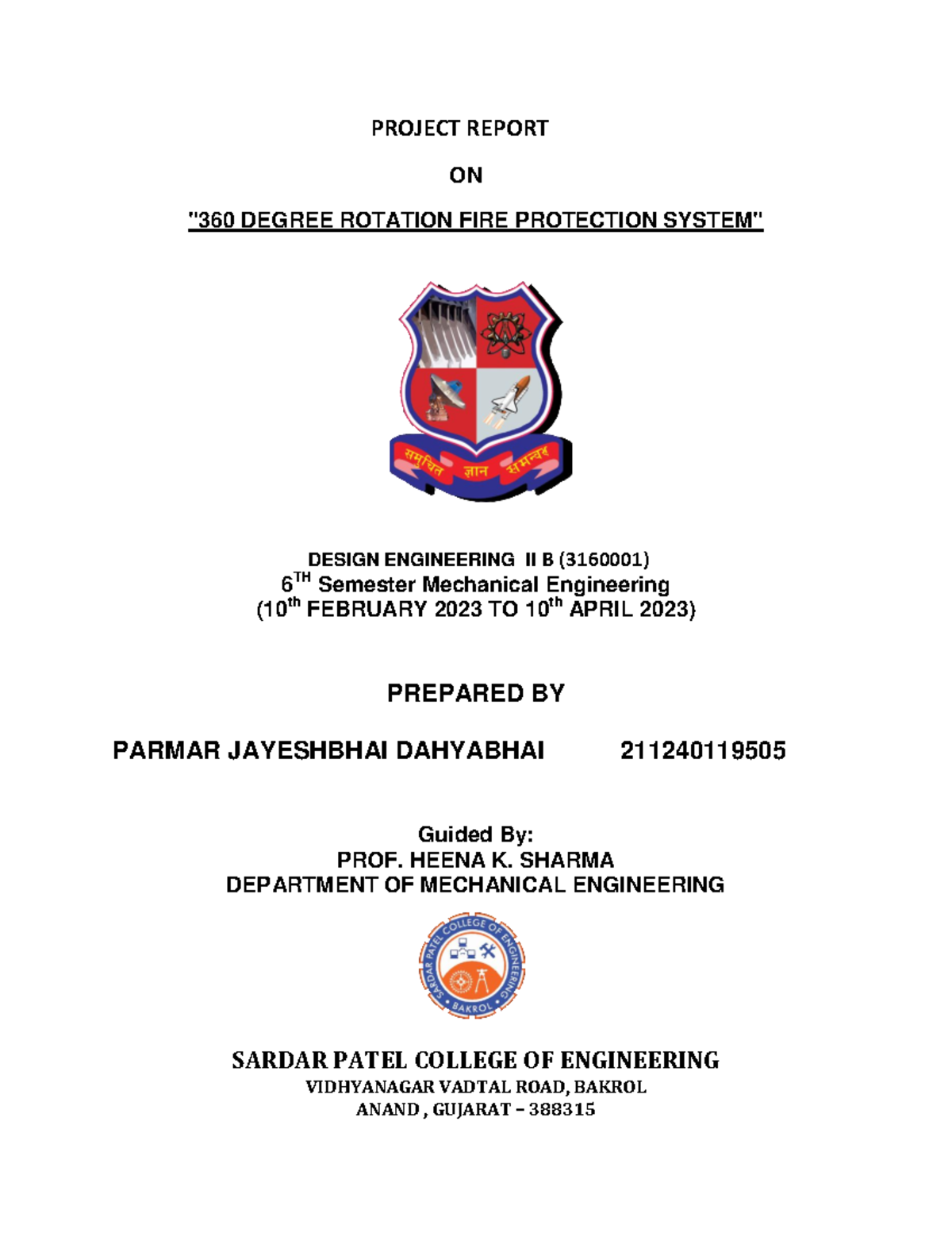 360 Degree Rotation Fire Protection System - Design Eng. II-B (3160001 ...