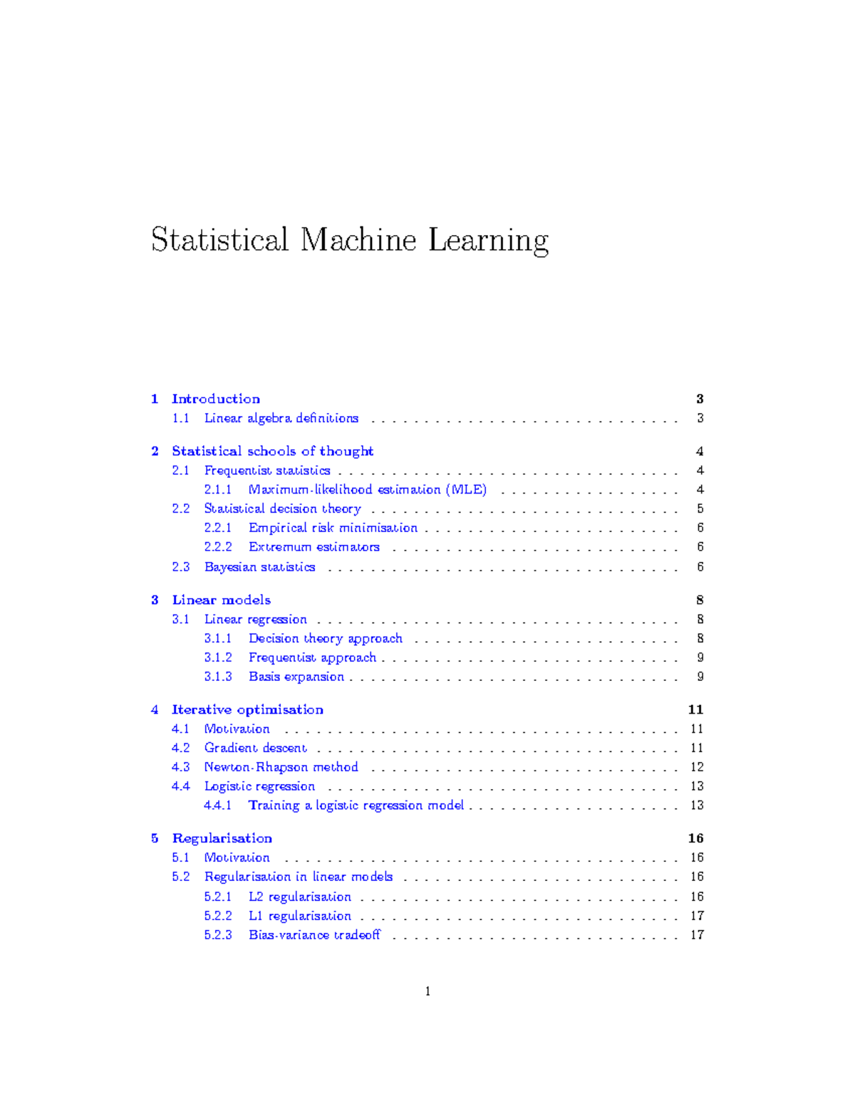 Statistical Machine Learning Comp90051 Lecture Notes 1 10