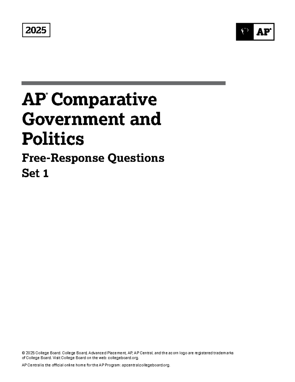 AP Comparative Government & Politics 2025: FRQ Set 1 - Studocu