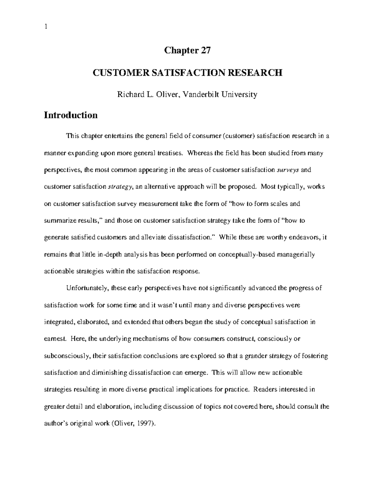 1 Chapter 27: Customer Satisfaction Research Insights and Strategies ...