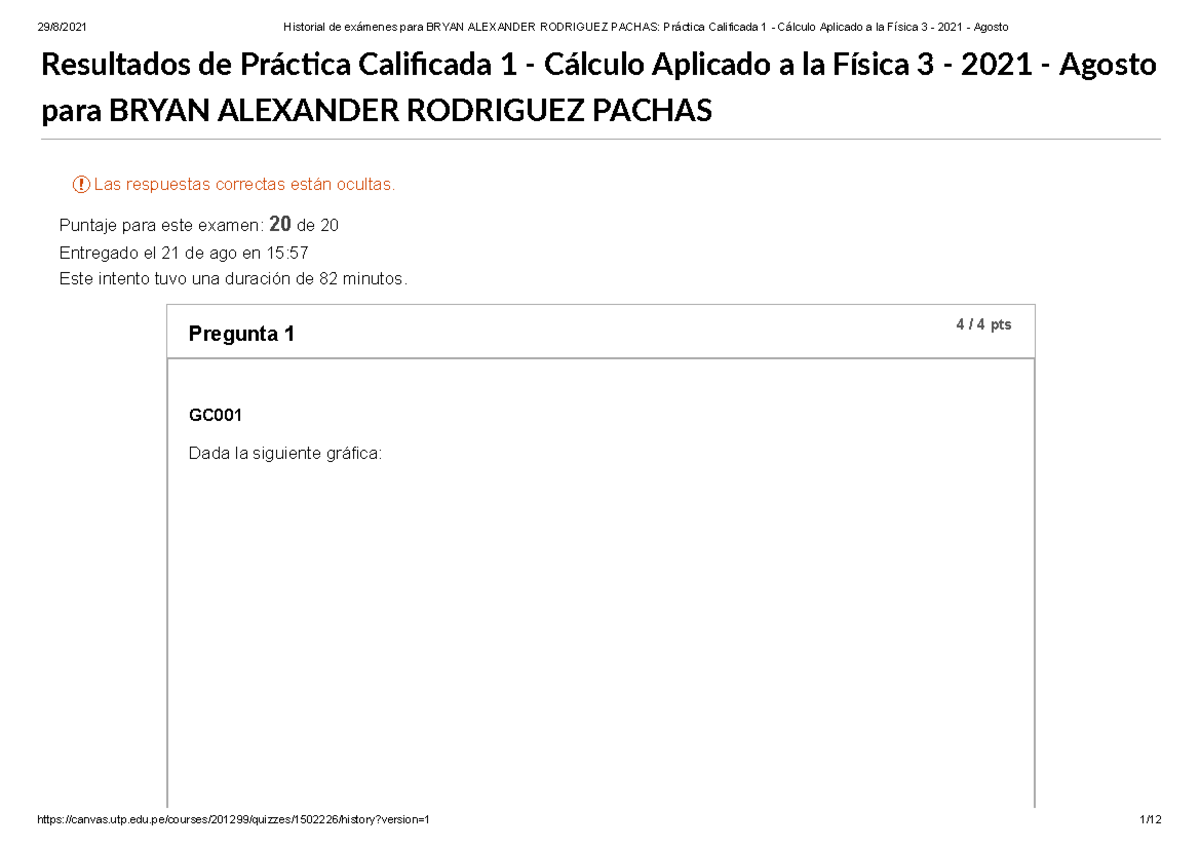 PC1 CAF III - pc1 de fisica3 - Resultados de Prácca Calificada 1 - Cálculo Aplicado a la Física ...