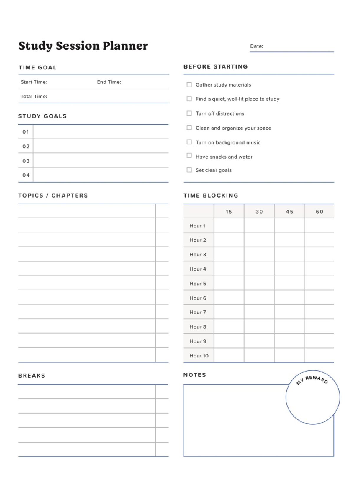 Study Session Planner: Daily Goals & Time Management - Studocu