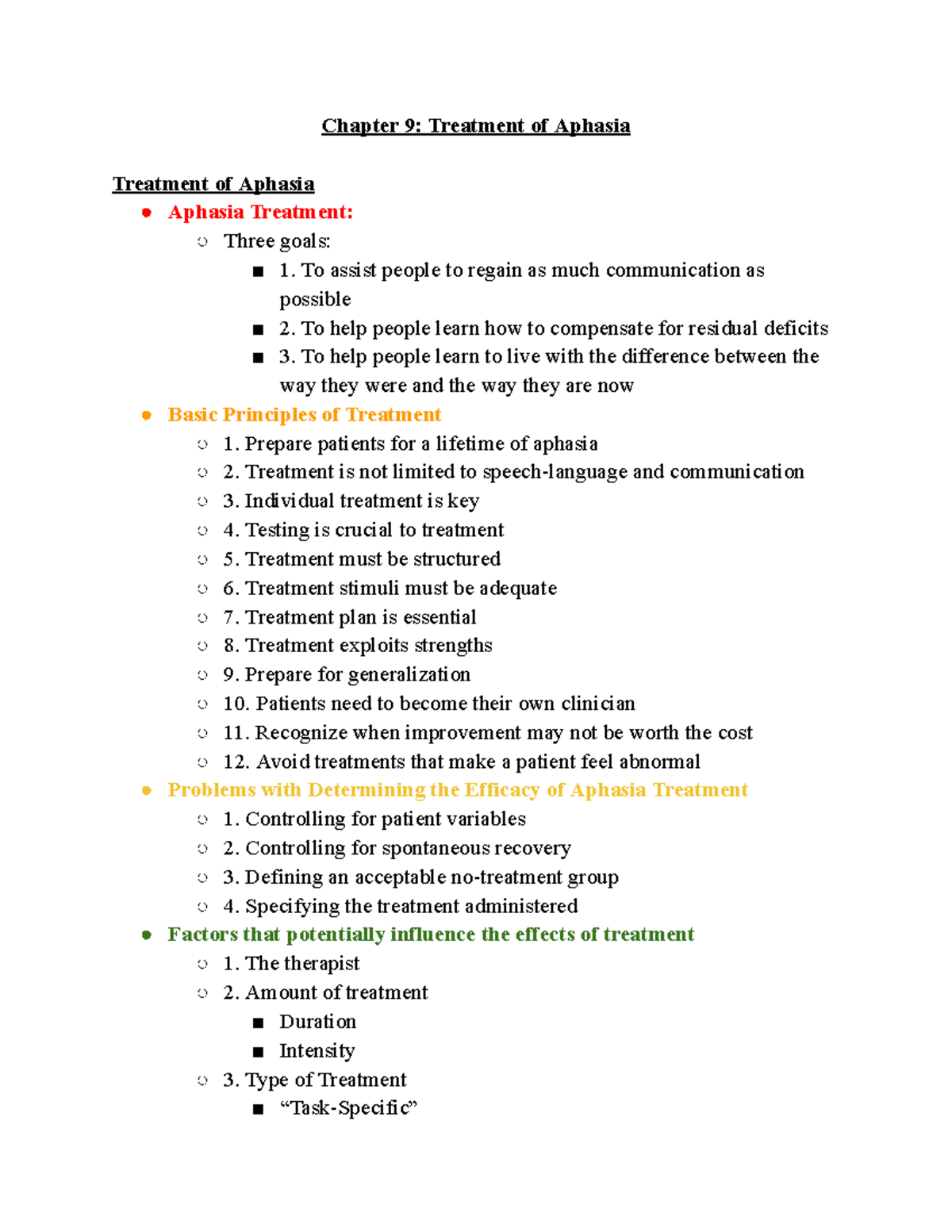 Aphasia Treatment Techniques and Strategies: CH 9 Exam Notes - Studocu
