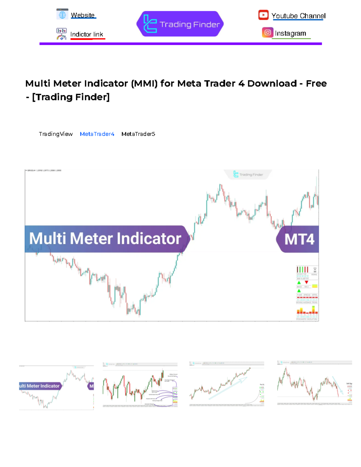 Multi Meter Indicator (MMI) for MT4 - Free Download - Website Youtube Channel Indictor link ...