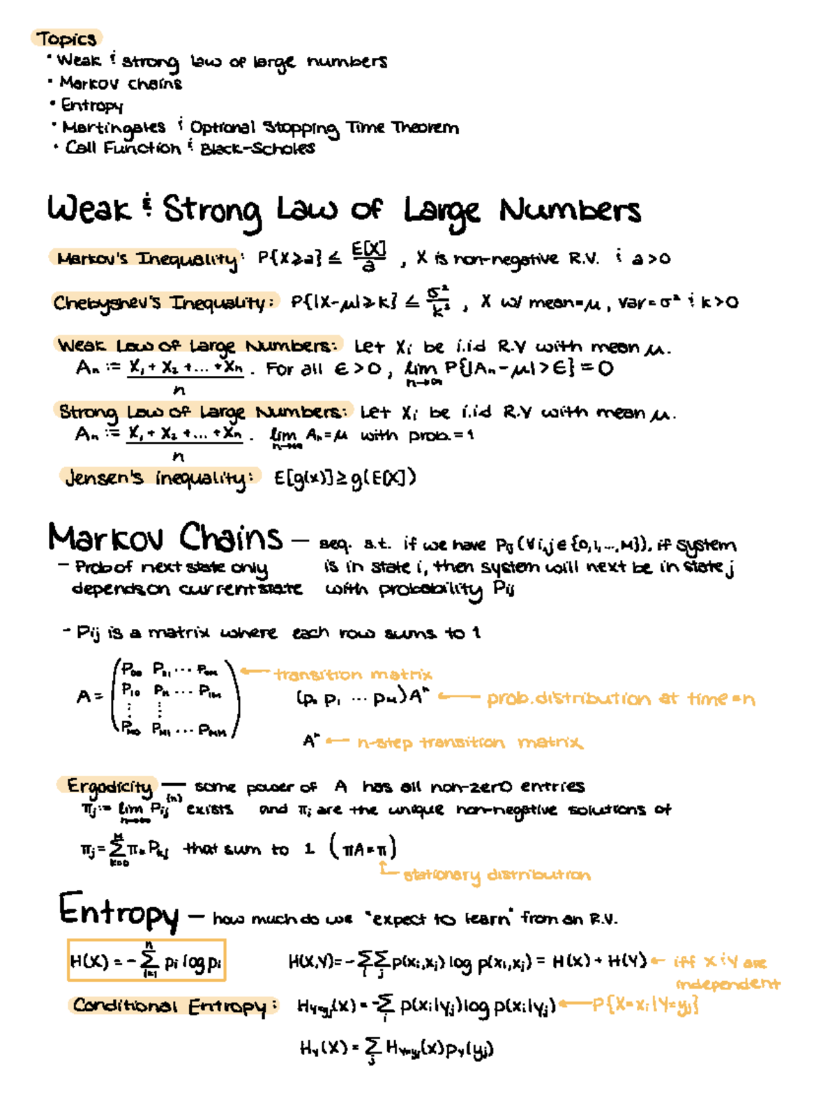 18.600 Final Study Guide - Topics Weak strong lawof large numbers ...