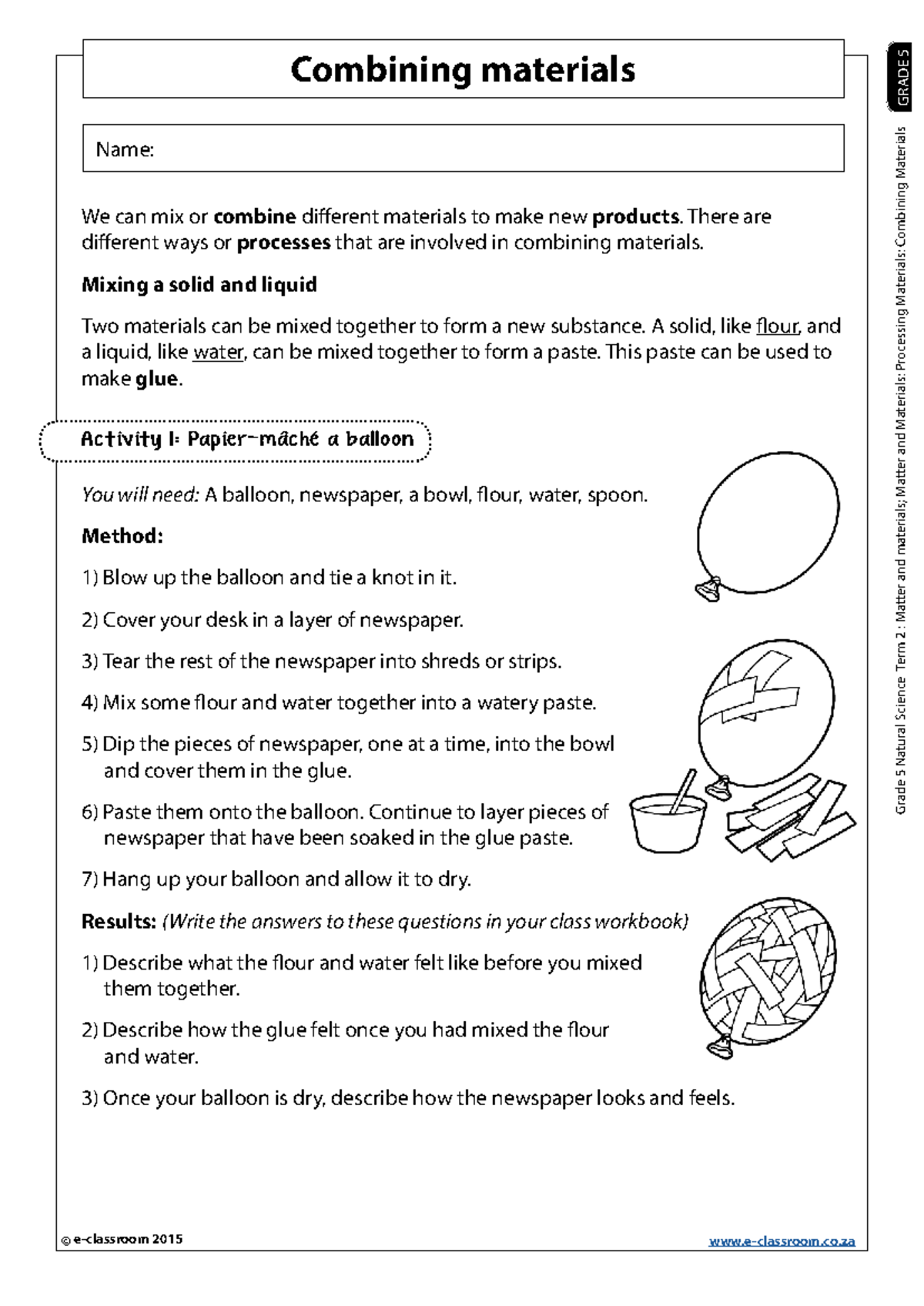 Grade 5 Natural Science: Combining Materials and Processes - Studocu