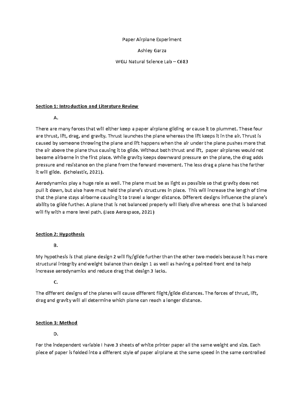 C683 Task 1: Paper Airplane Experiment Analysis and Results - Studocu