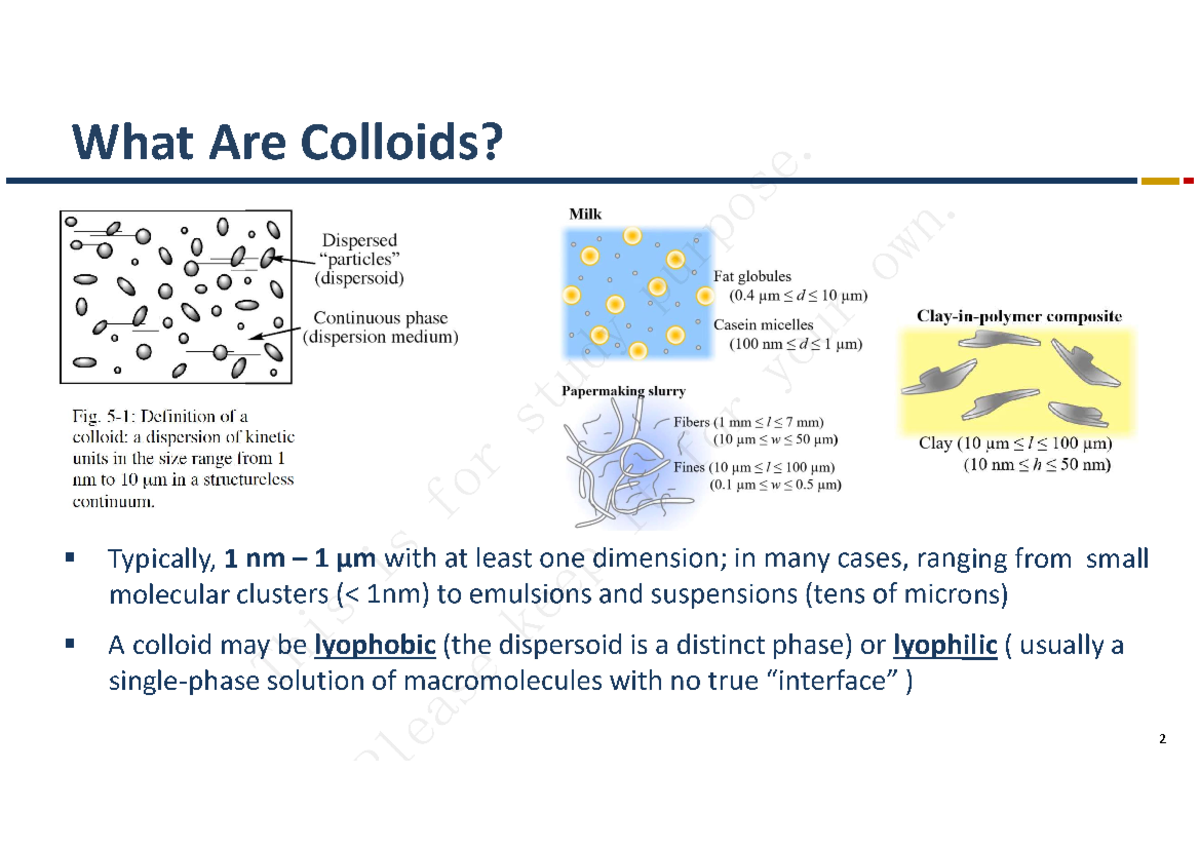Colloids and Surface Charges: Properties and Stability Analysis - Studocu