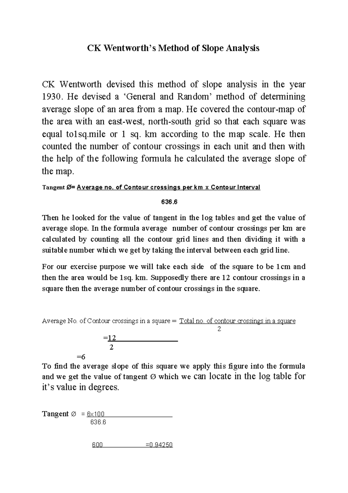 CK Method of Slope Analysis: Detailed Notes on CK Wentworth's Technique ...