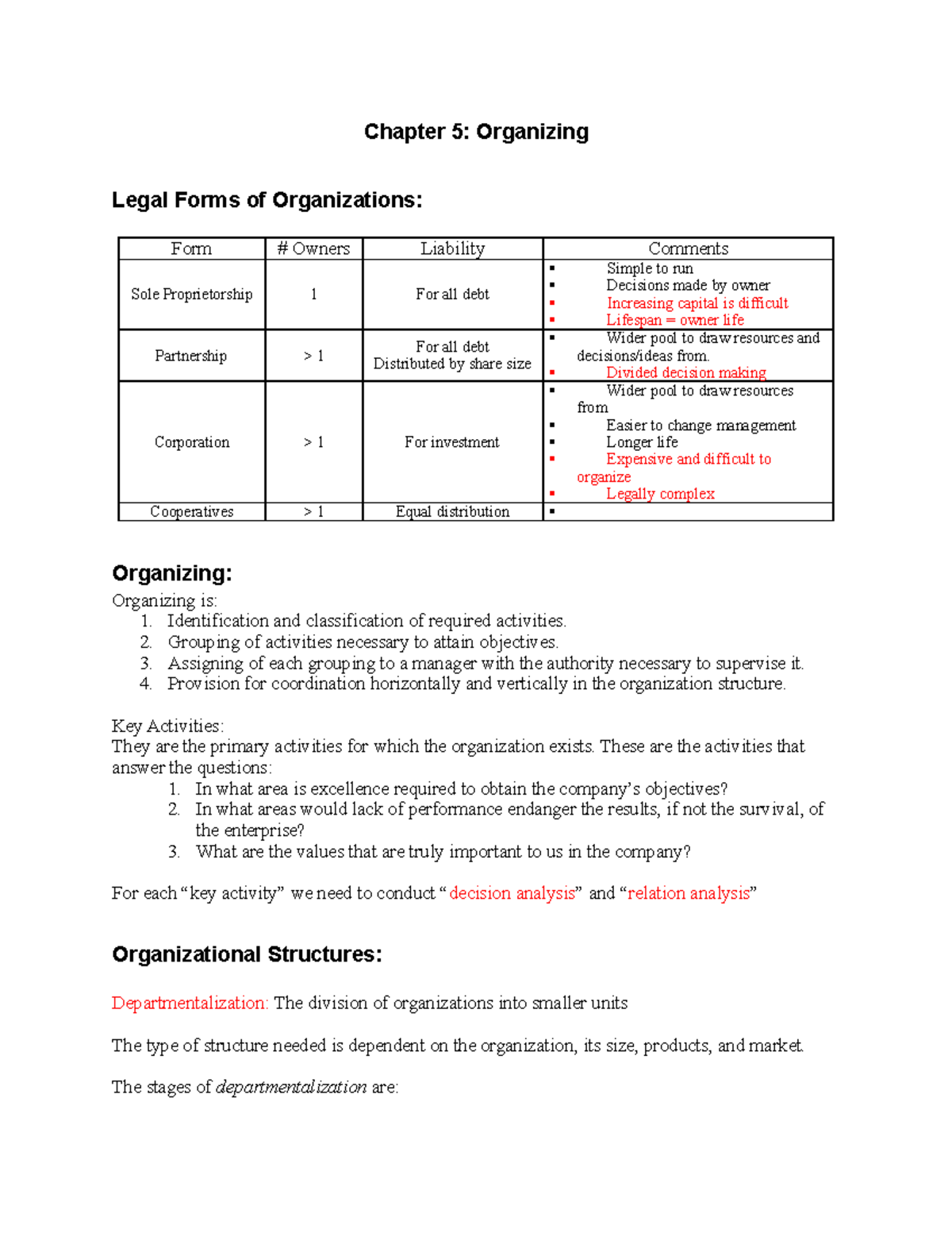 Chapter 05 - Engineering management - Chapter 5: Organizing Legal Forms of Organizations: Form ...