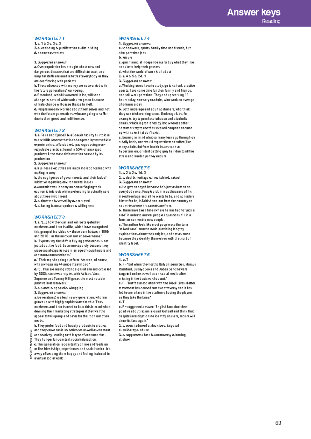 ENGA11 Reading Worksheets Answer Keys and Suggestions - Studocu
