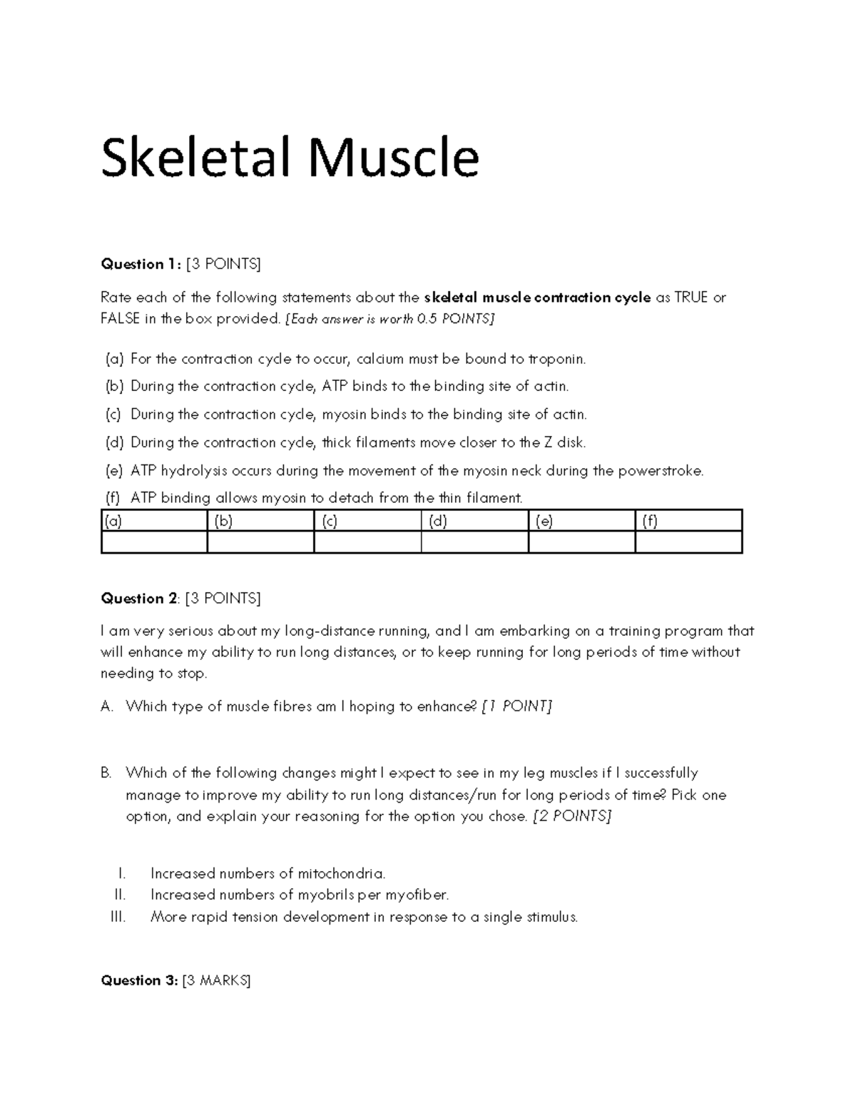 BIOL155 2025 L7-8 Sample Questions on Skeletal Muscle Contraction - Studocu