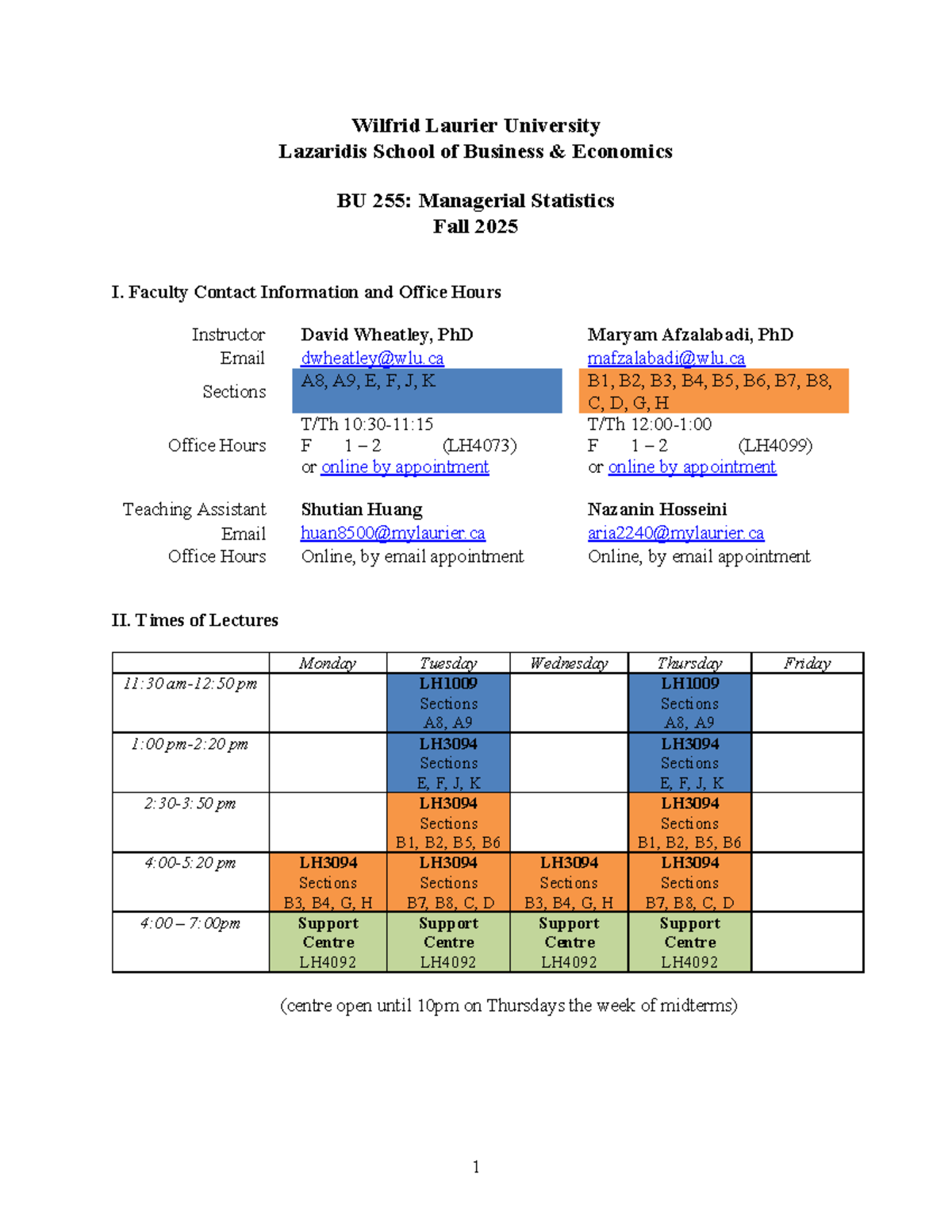 BU255: Managerial Statistics Course Outline - Fall 2025 - Studocu