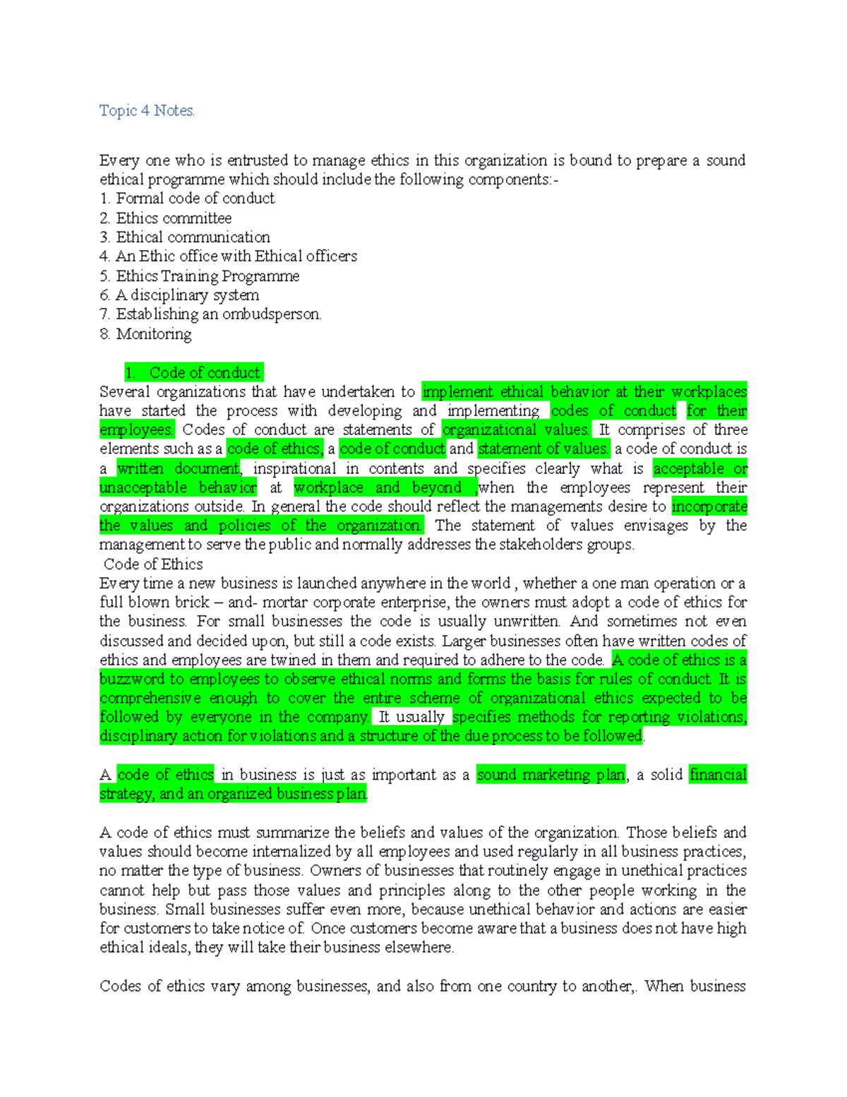 Topic 6 Structure of Ethics Management: Key Components and Principles ...