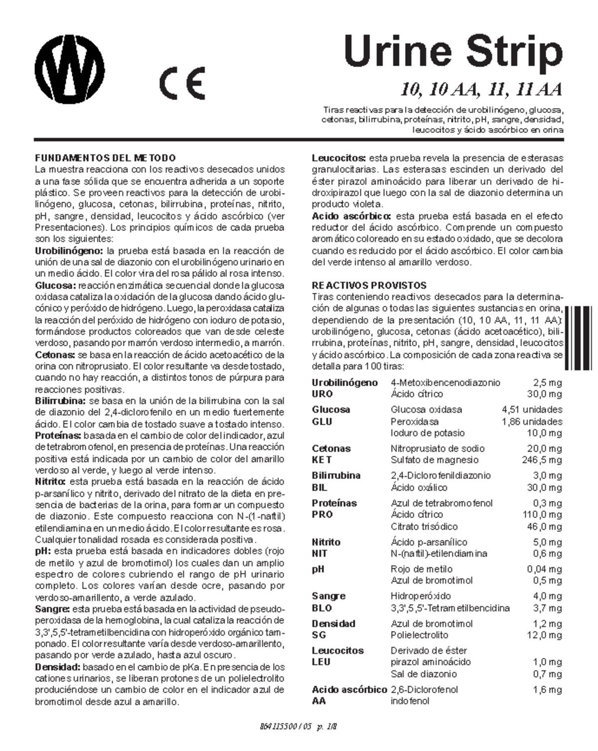 Urine strip sp - Tiras reactivas para la detección de urobilinógeno ...