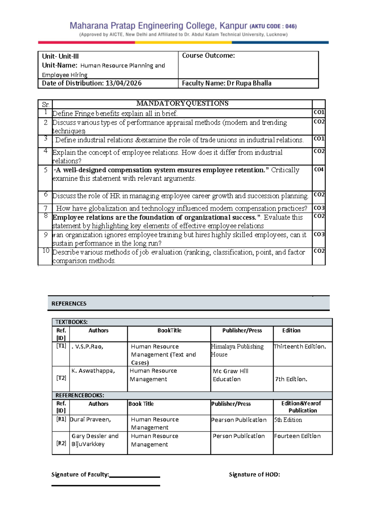 Worksheet III: HR Planning & Employee Relations (BMB 202) - Studocu
