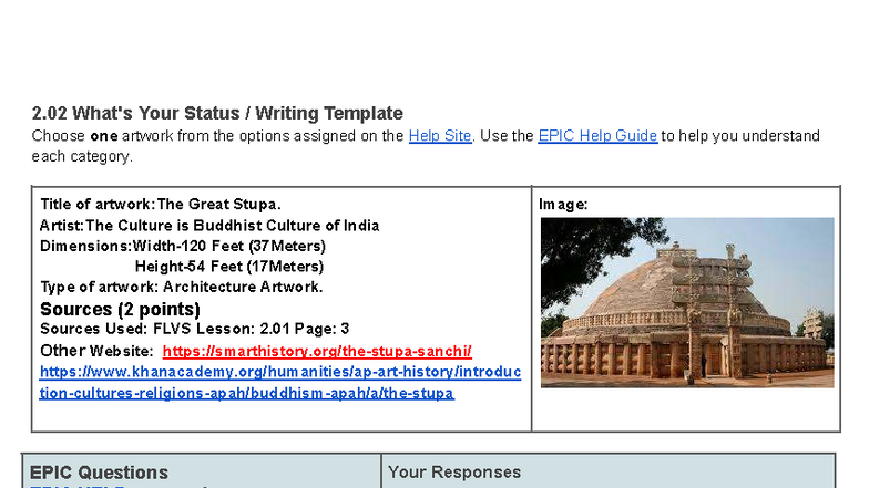 2.02 Art History Honors: Analyzing The Great Stupa - Studocu