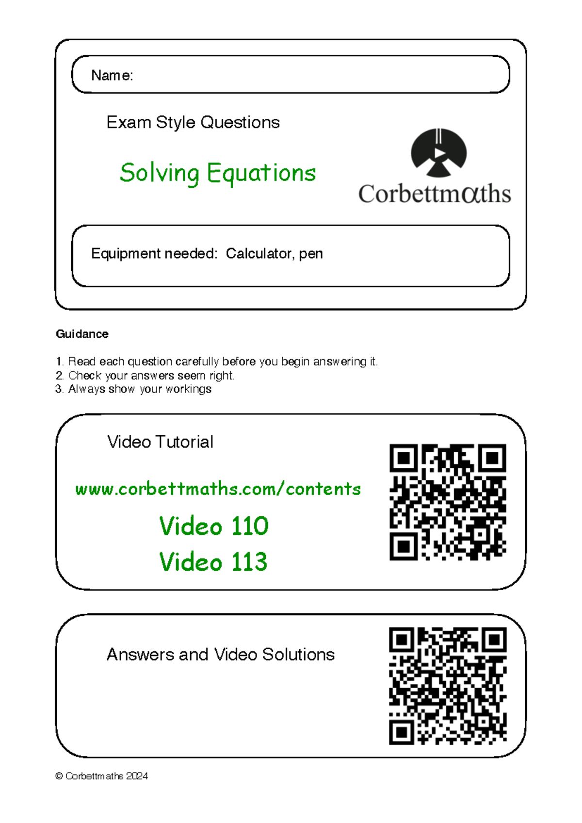 Solving Equations: Exam Style Questions (Math 101) - Studocu