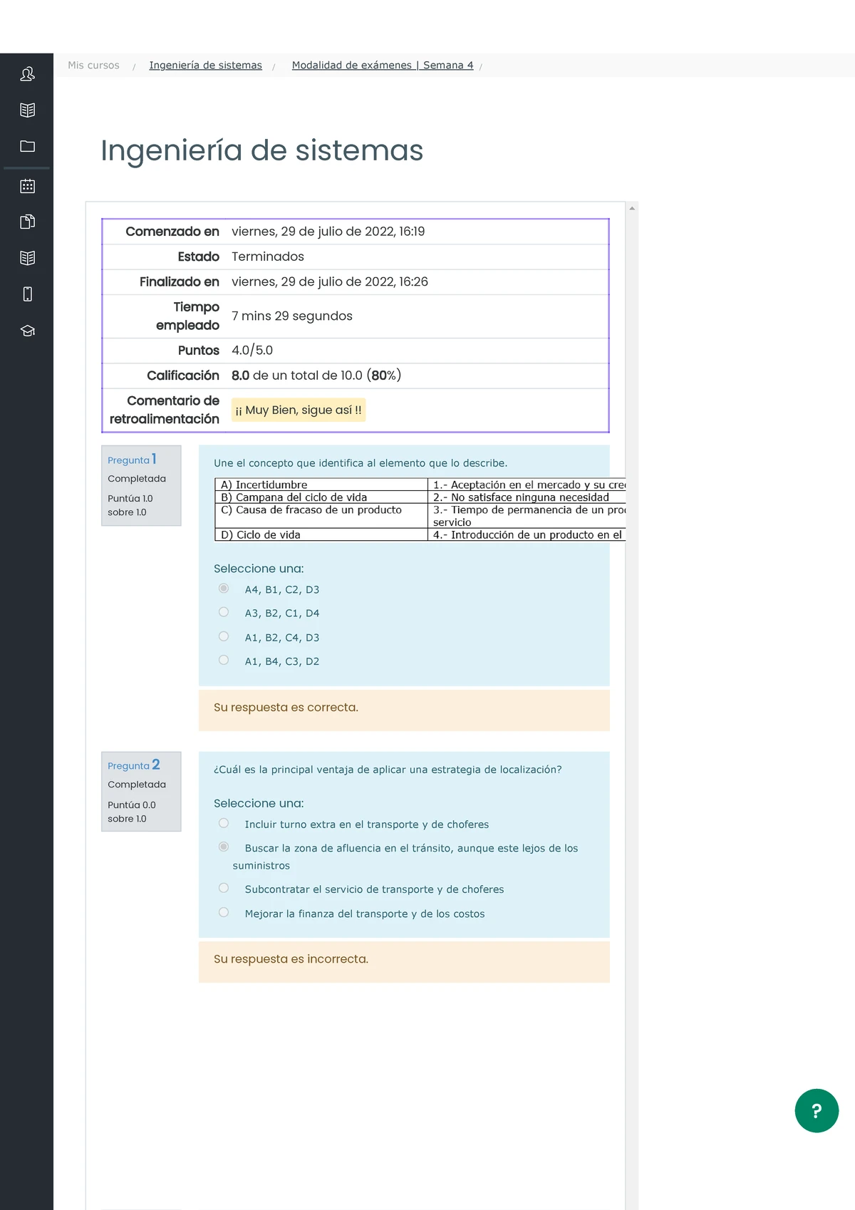 Examen final Revisión del intento - Ingeniería de sistemas Pregunta 1 Completada Puntúa 1. sobre ...