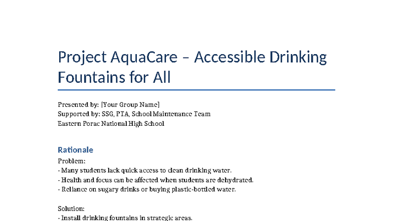 Project Aqua Care Documentation - Project AquaCare – Accessible ...