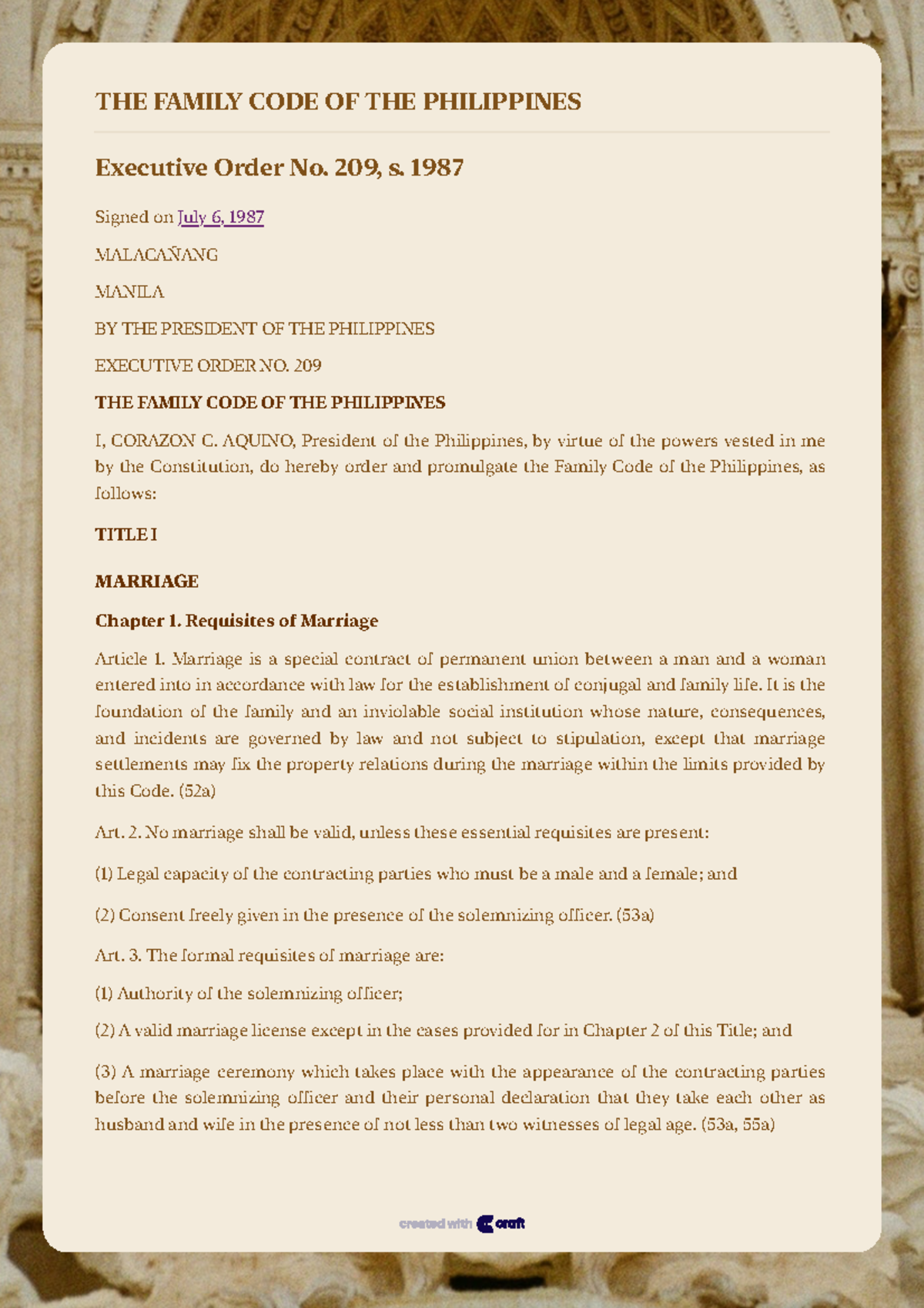 The Family Code of the Philippines Explained: Executive Order 209, s ...