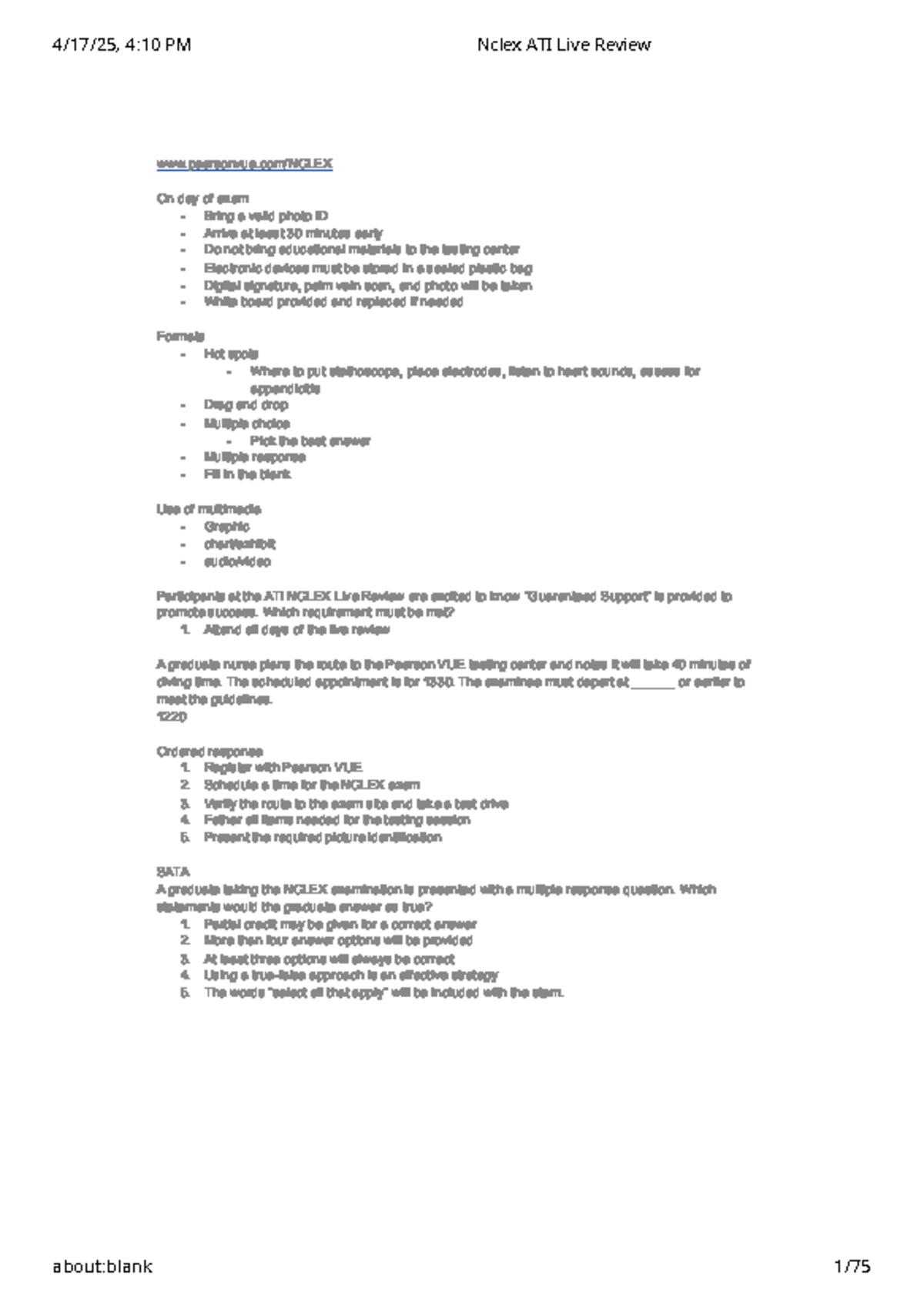 NCLEX ATI Live Review: Test Strategies and Important Concepts - Studocu