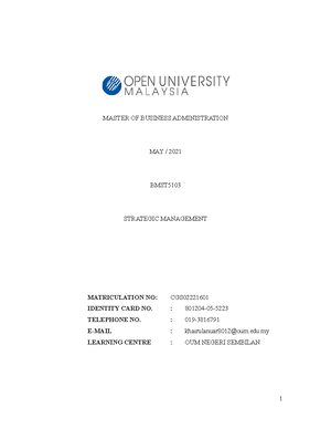 Assignment BBRC4103 Research Methodology - BACHELOR OF MANAGEMENT WITH HONOURS BBRC RESEARCH ...