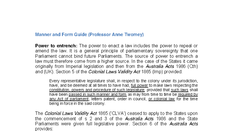 Manner and Form Guide - It is a general principle of parliamentary ...