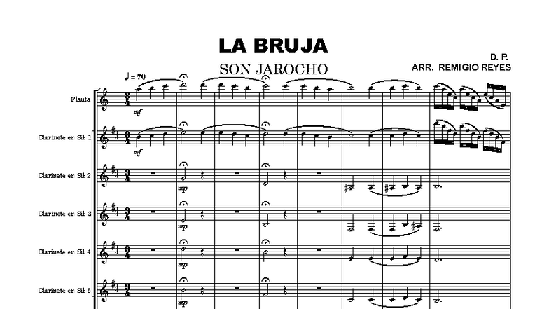 LA BRUJA Score - MÚSICA TRADICIONAL MEXICANA - Studocu