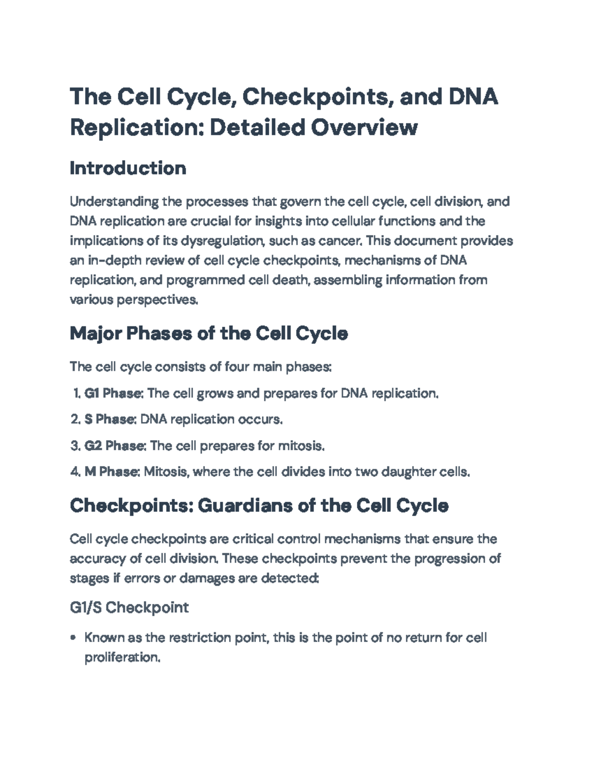 Cell Cycle, DNA Replication, and Apoptosis Overview: Key Mechanisms ...