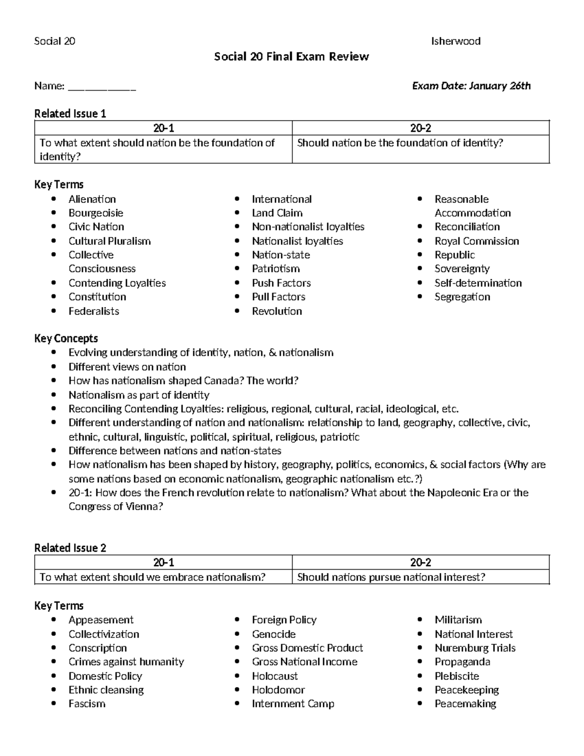 Social Studies 20-1 Final Exam Review Notes and Key Concepts - Studocu