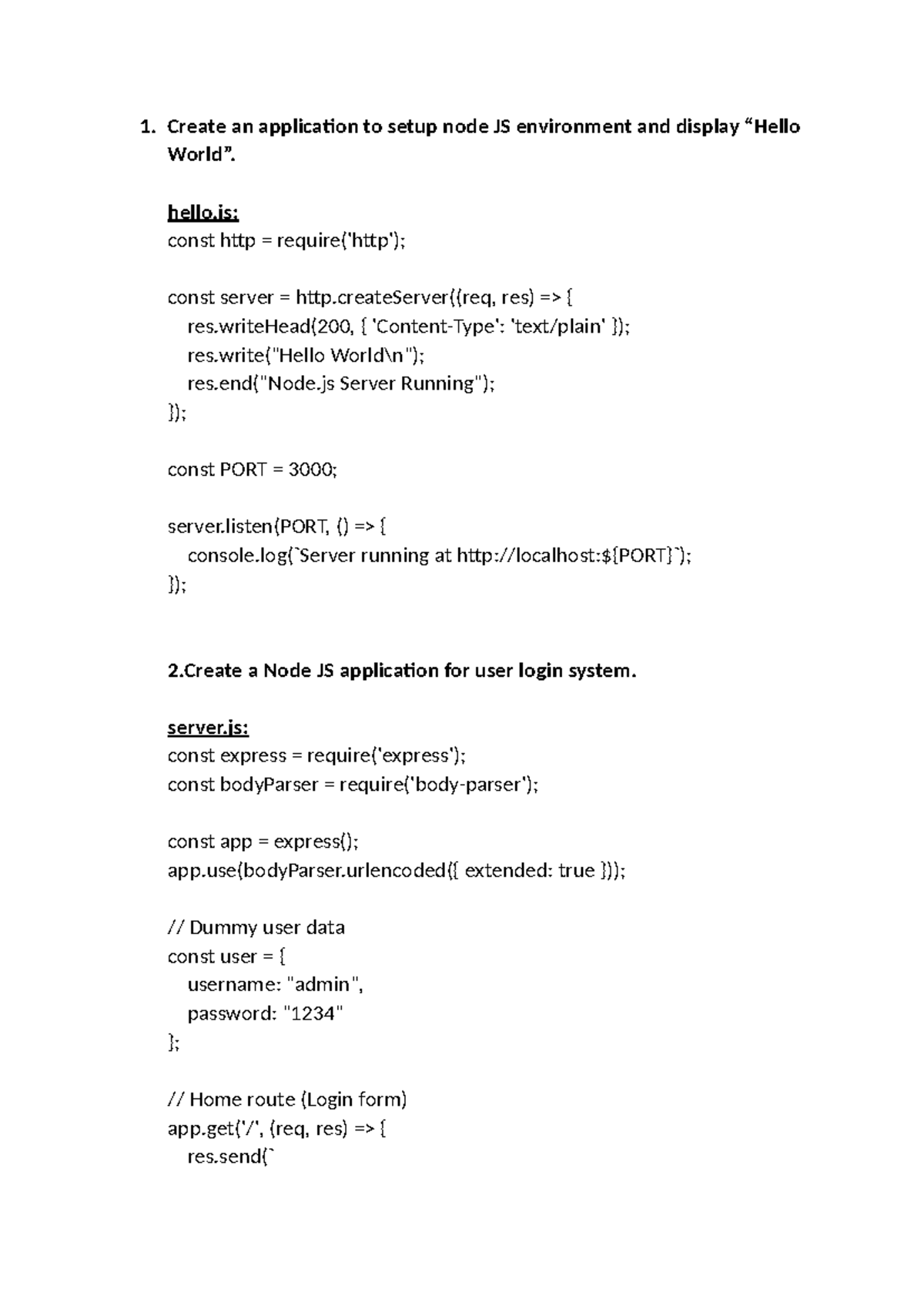 FSD Lab Notes: Node JS Applications & MongoDB Operations - Studocu