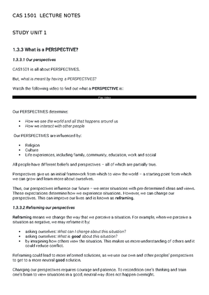 UNIT 1 - Notes from the Lecturer - CAS 1501 LECTURE NOTES STUDY UNIT 1 ...