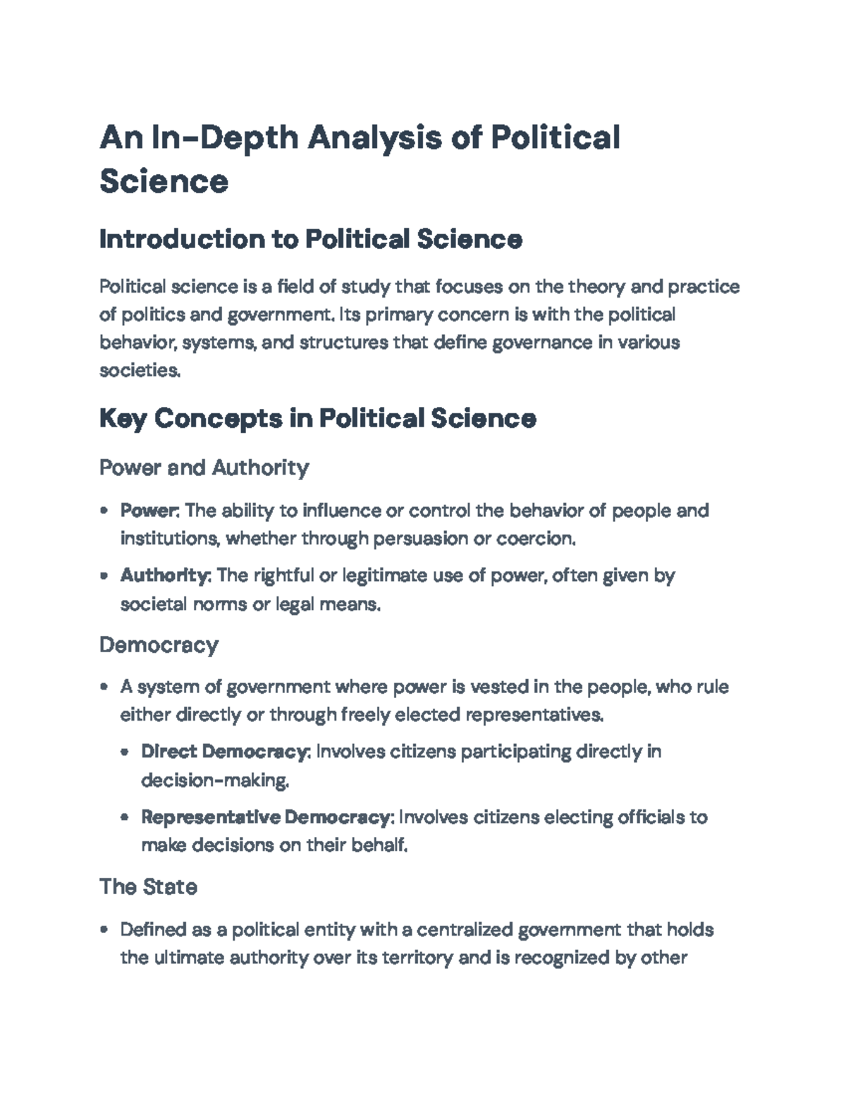 Political Science Overview: Concepts, Theories, and Subfields - An In ...