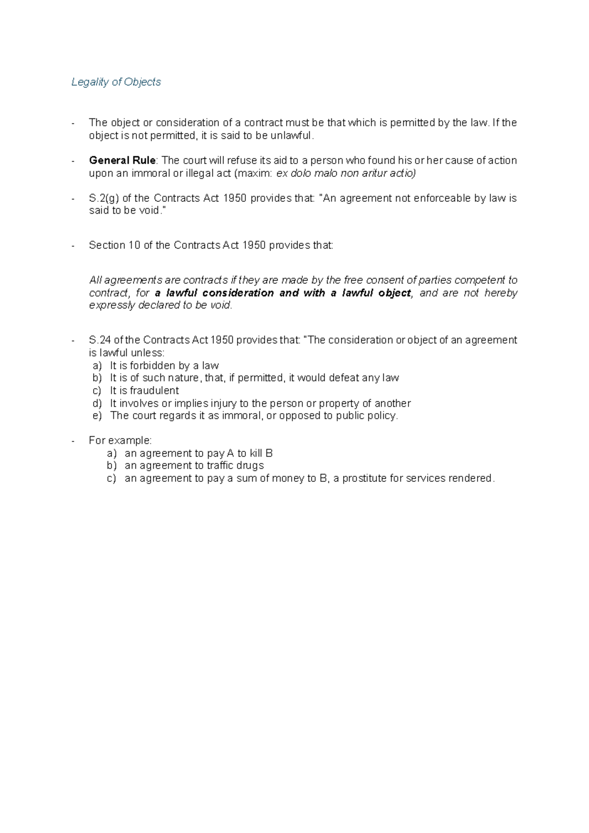 Legality of Object: Essential Elements of Contract (Law 101) - Studocu
