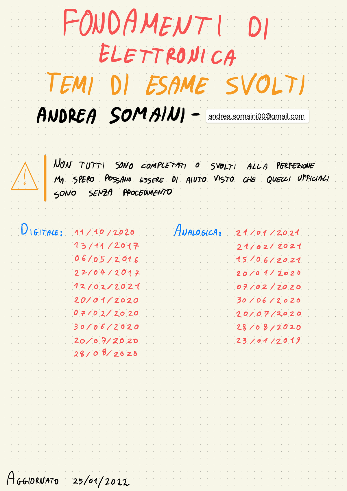 Fondamenti Elettronica - Temi di Esame con procedimento - andrea@gmail ...