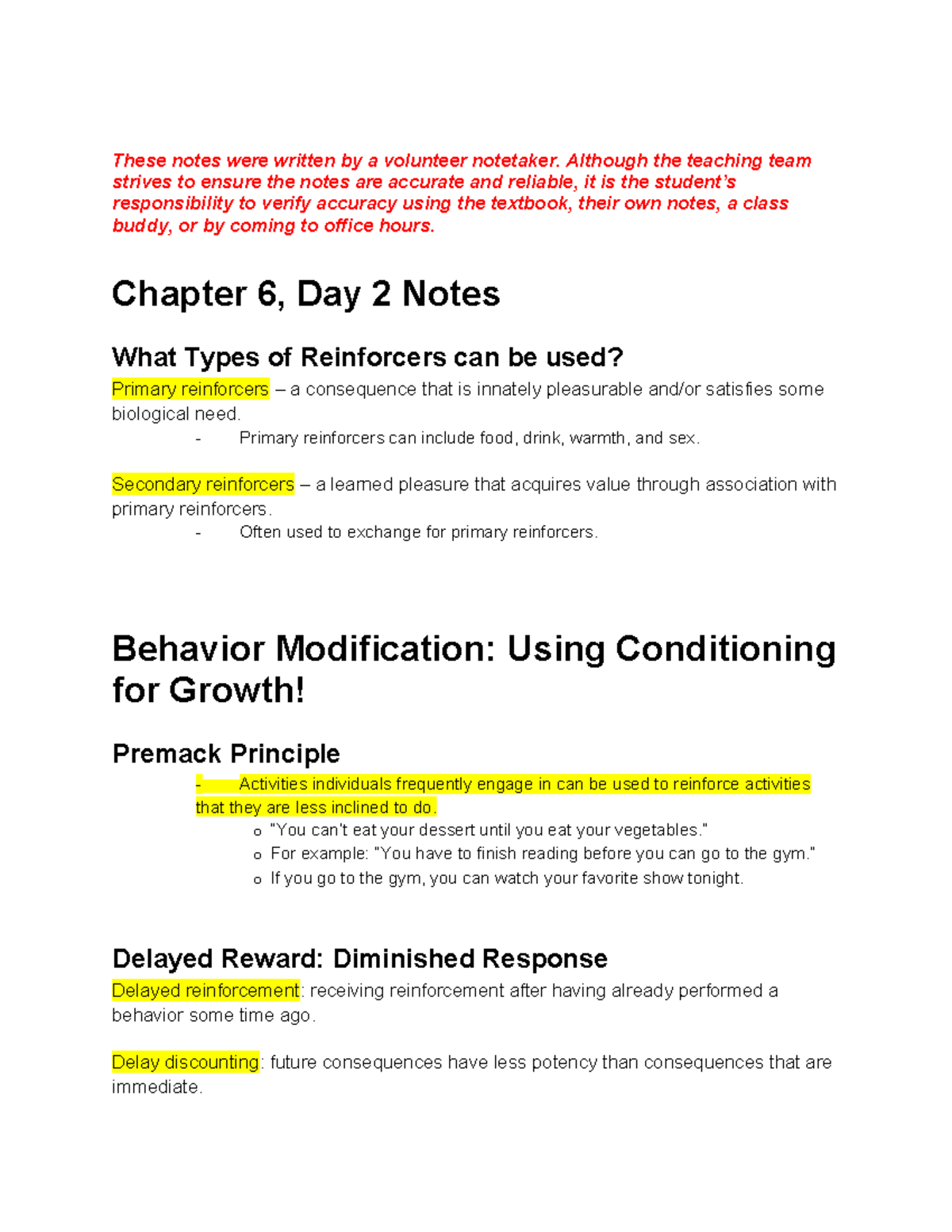 Study Units on Learning Theories & Behavior Conditioning (PSY 101 ...