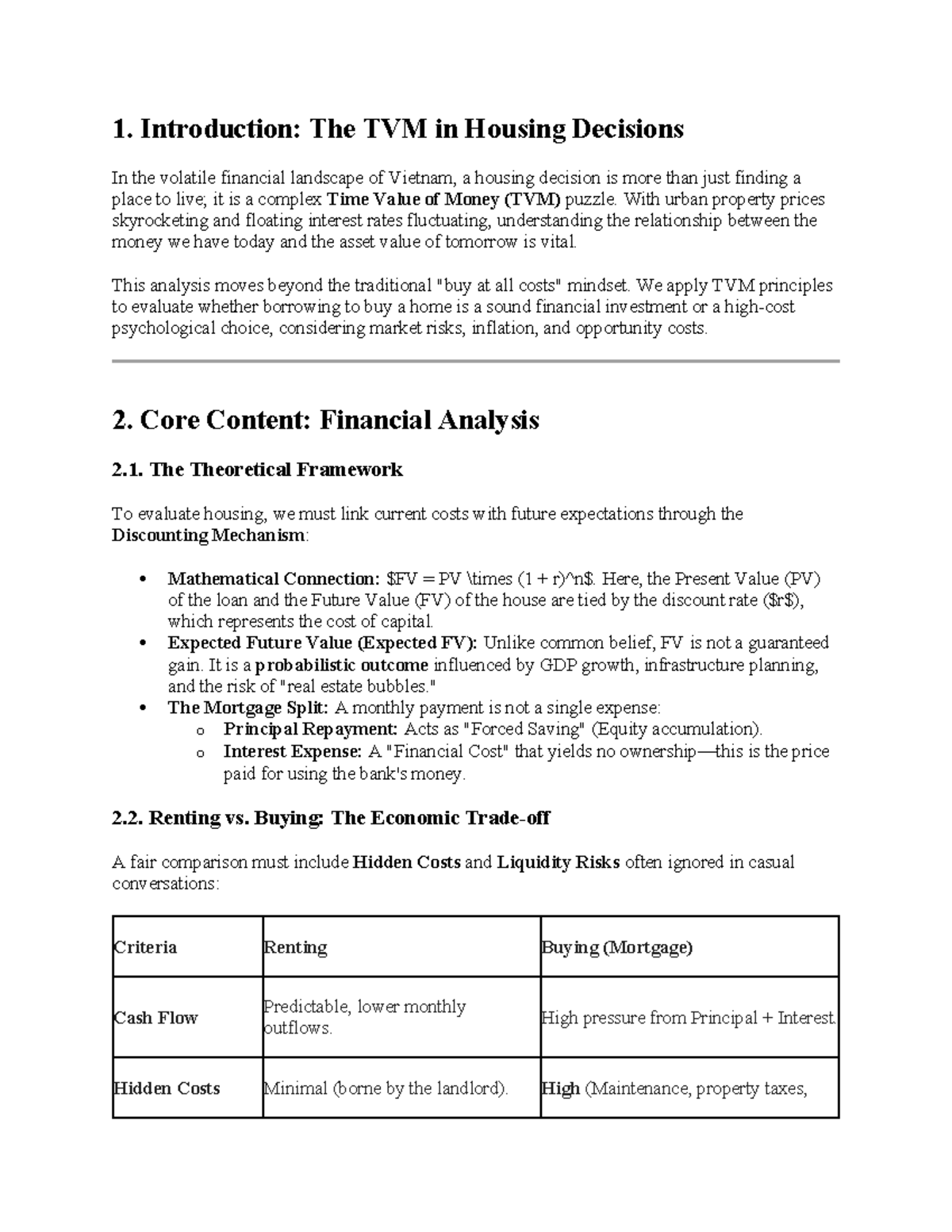 TVM Analysis in Housing Decisions: Insights for TCTKD Course - Studocu