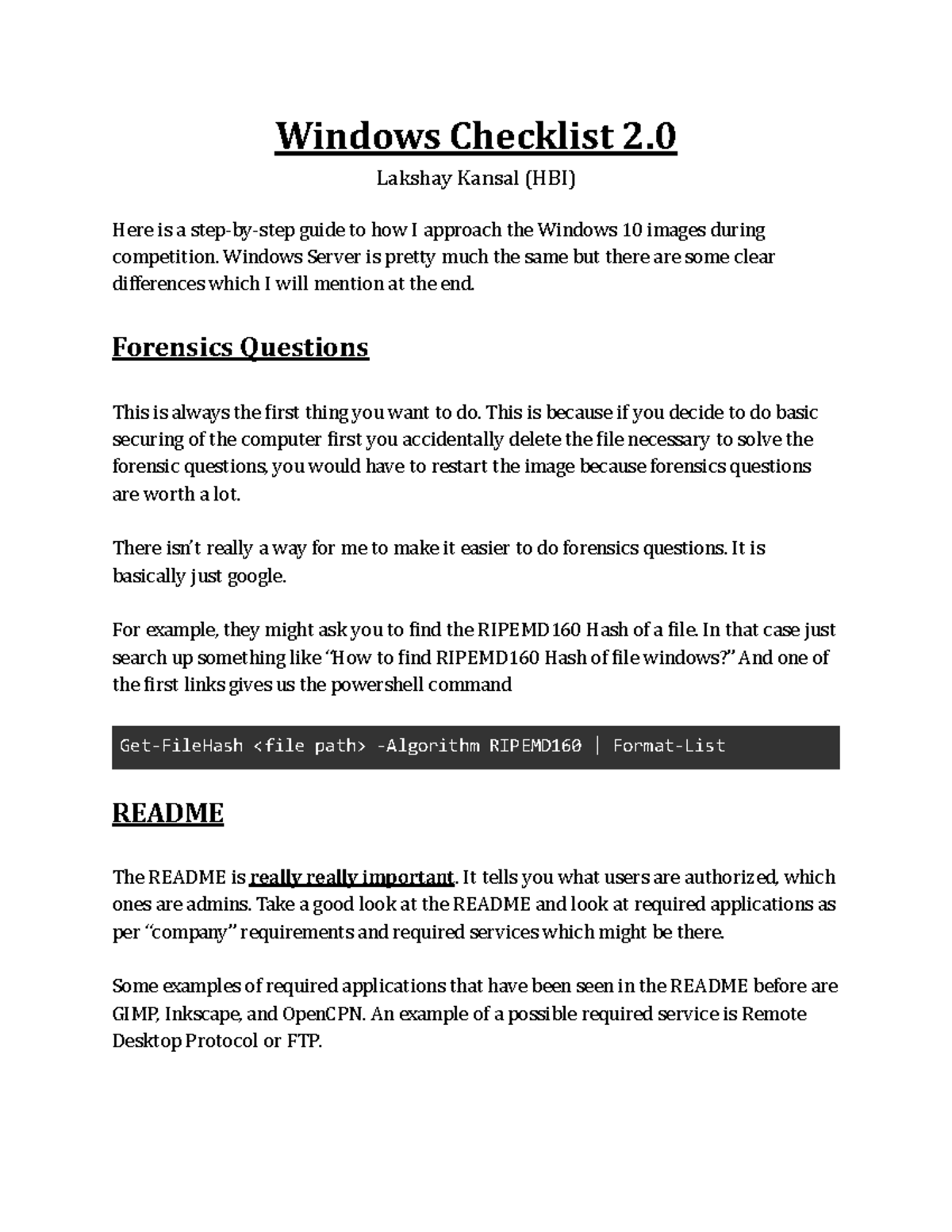 Windows 10 Image Prep Guide - CyberPatriot Checklist 2 - Studocu
